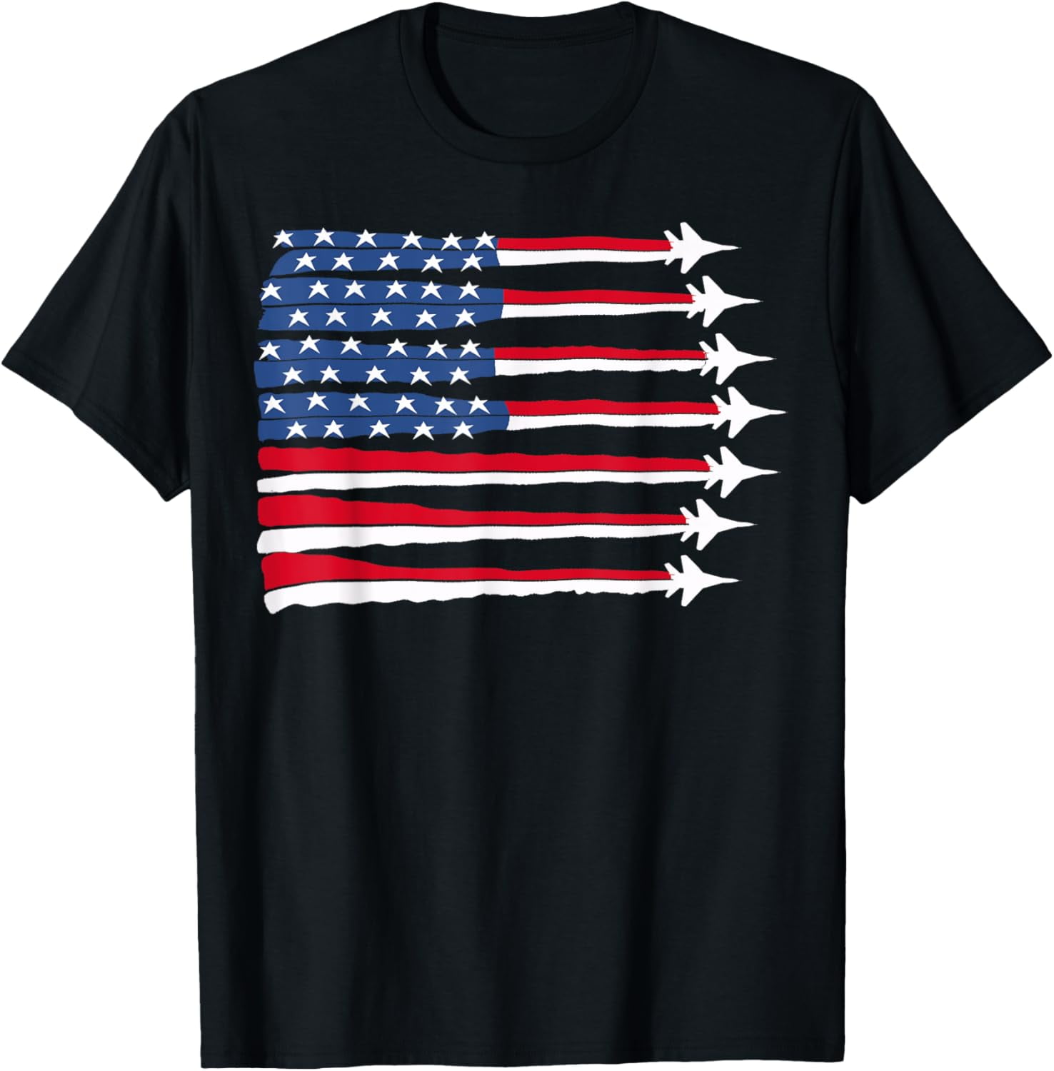 Patriotic Red White Blue USA Flag Fighter Jets 4th of July T-Shirt ...