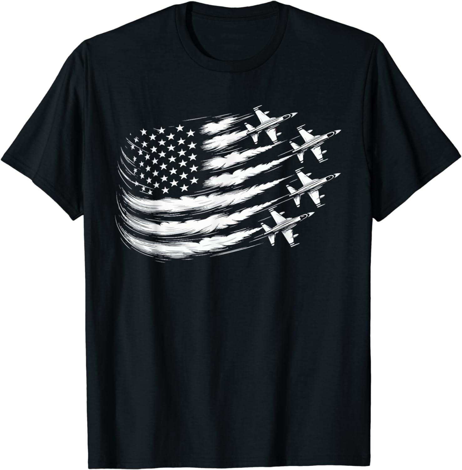 Patriotic Red White Blue USA Flag Fighter Jets 4th of July T-Shirt ...