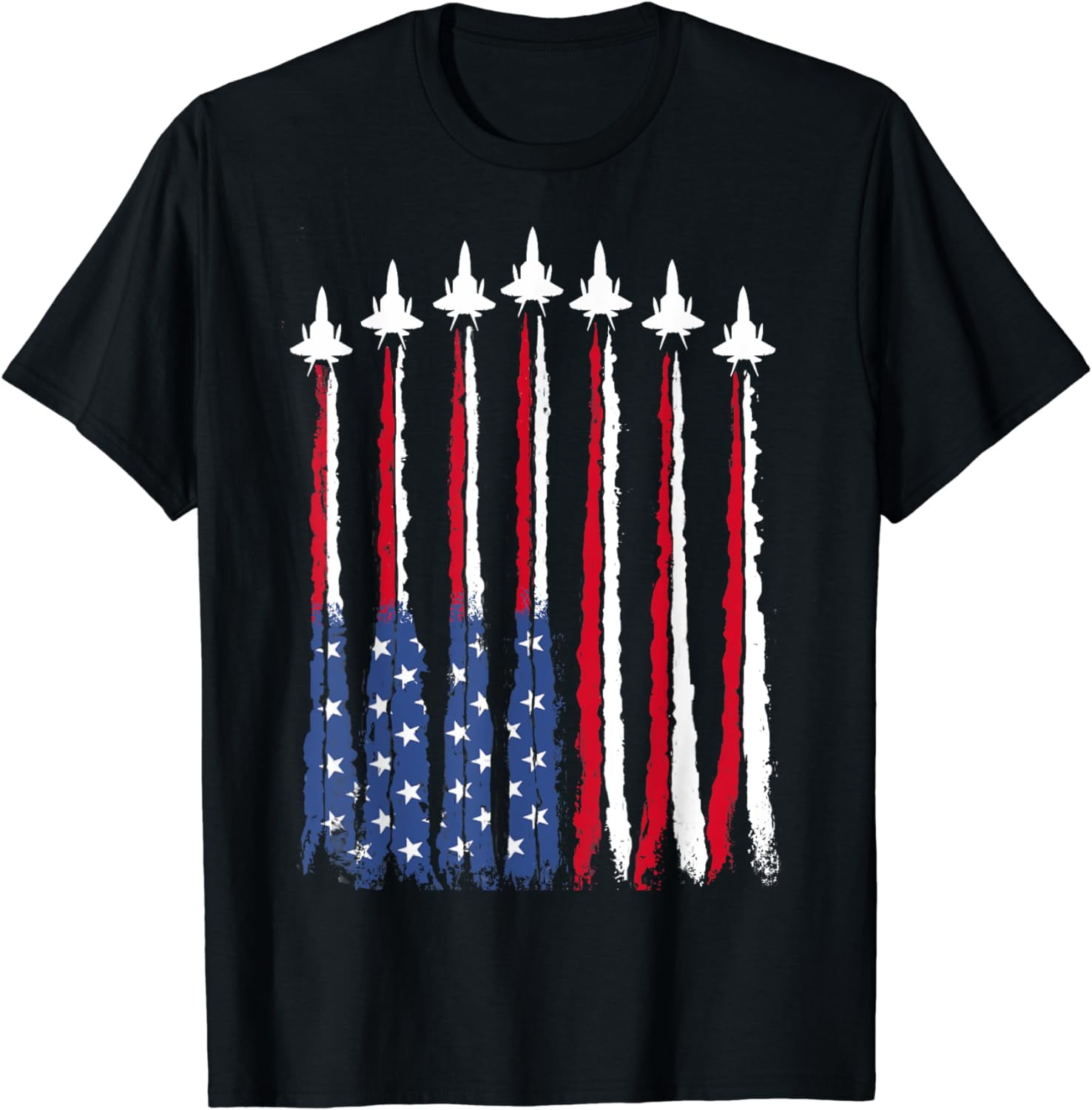 Patriotic Red White Blue USA Flag Fighter Jets 4th of July T-Shirt ...