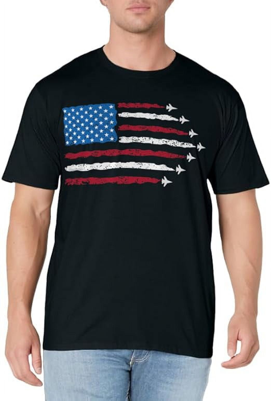 Patriotic Red White Blue USA Flag Fighter Jets 4th of July T-Shirt ...