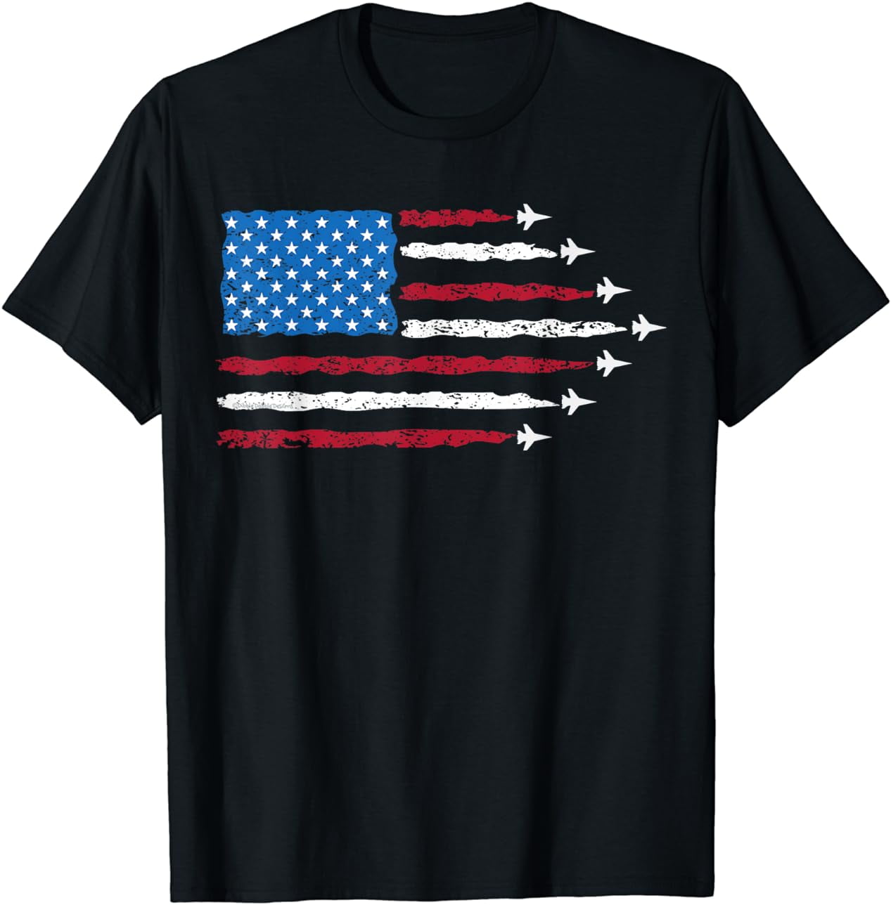 Patriotic Red White Blue USA Flag Fighter Jets 4th of July T-Shirt ...