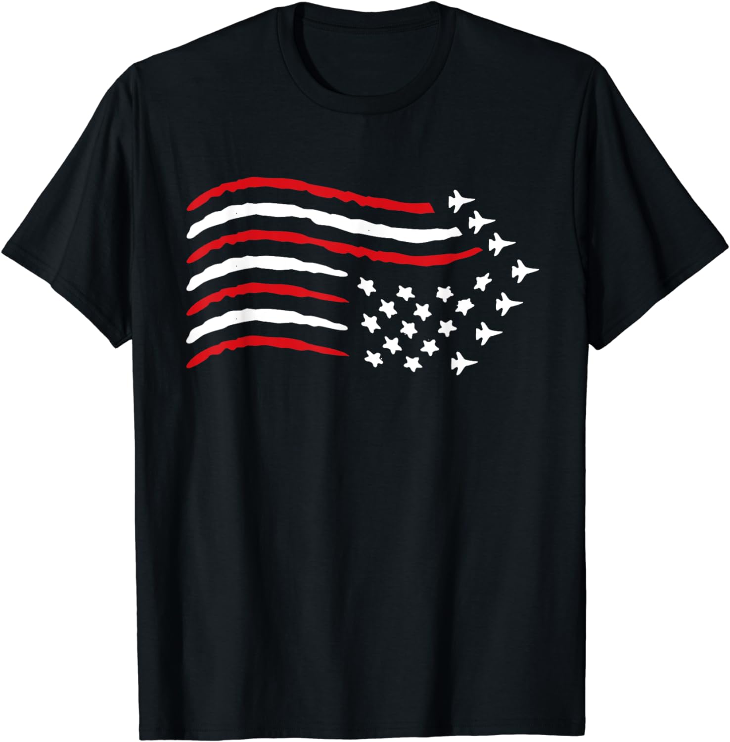 Patriotic Red White Blue USA Flag Fighter Jets 4th of July T-Shirt ...