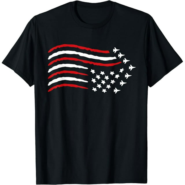 Patriotic Red White Blue USA Flag Fighter Jets 4th of July T-Shirt ...