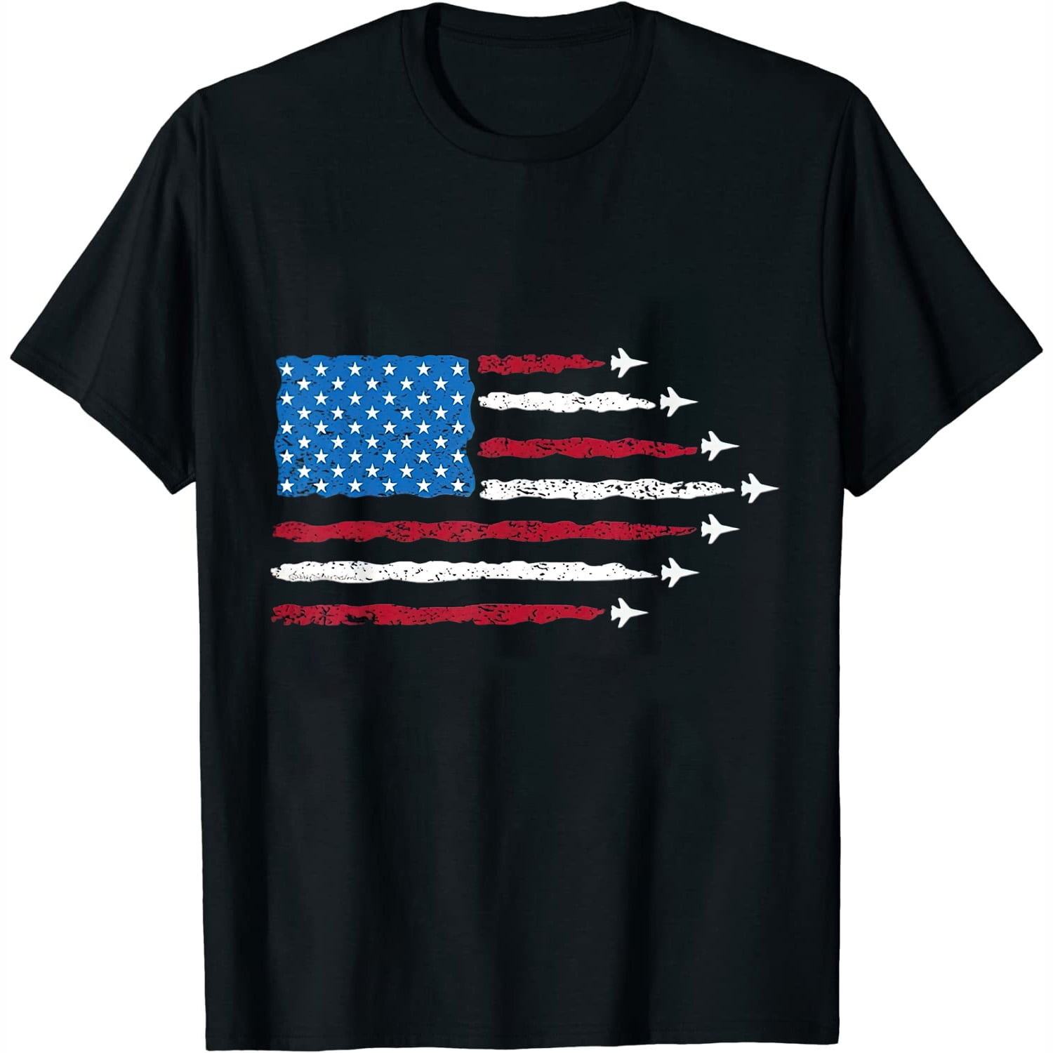 Patriotic Red White Blue USA Flag Fighter Jets 4th of July T-Shirt ...
