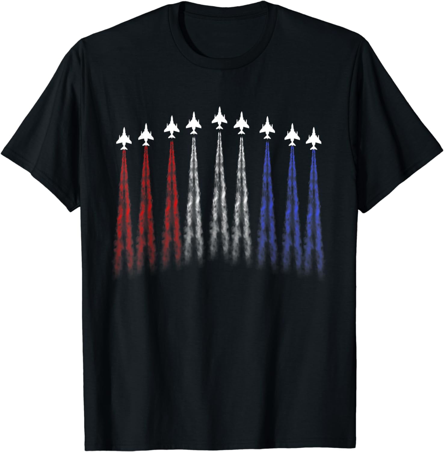 Patriotic Red White Blue USA Flag Fighter Jets 4th of July T-Shirt ...