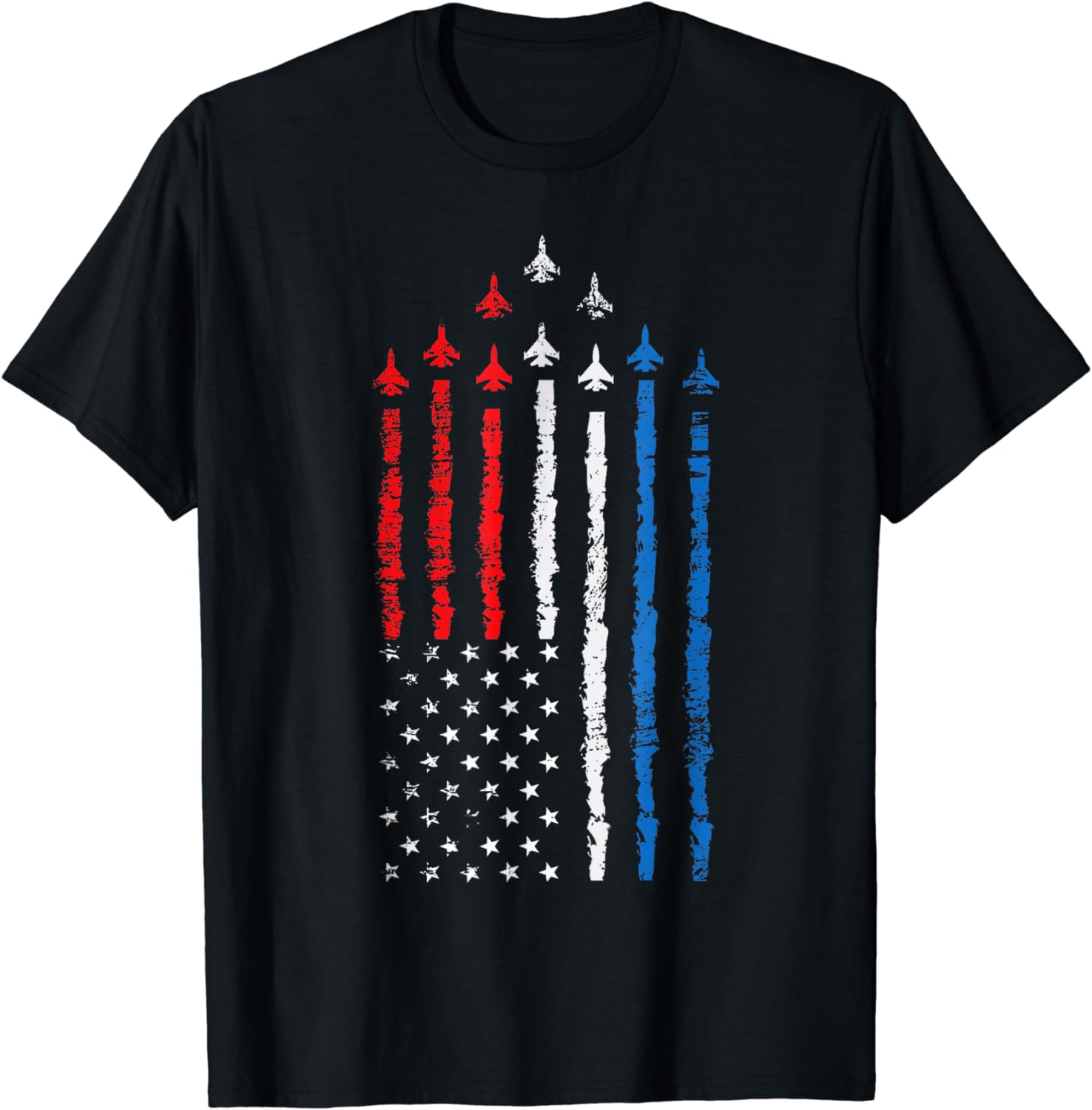 Patriotic Red White Blue USA Flag Fighter Jets 4th of July T-Shirt ...