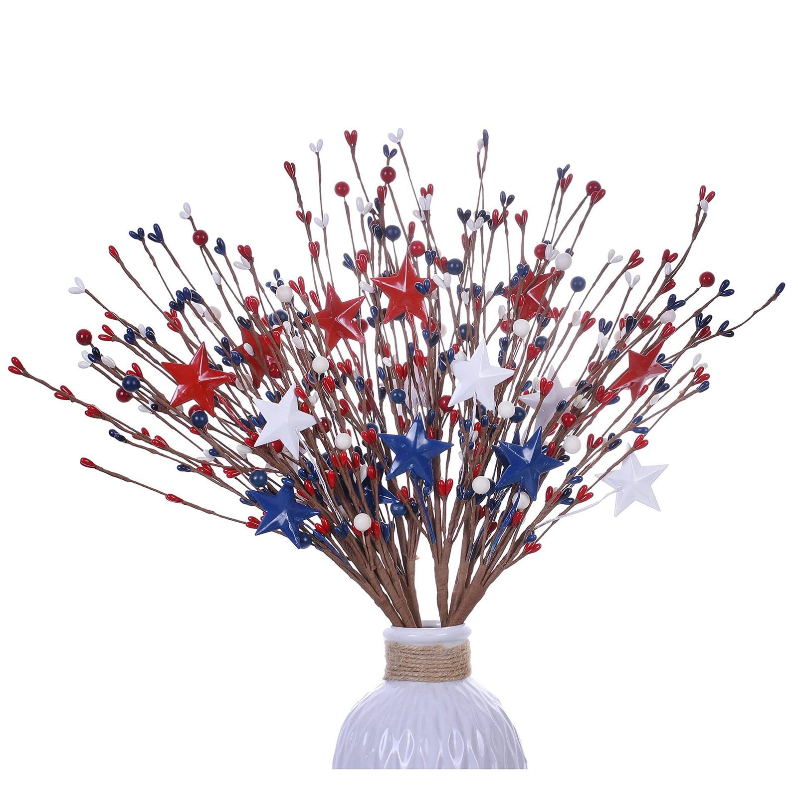 Patriotic Red, White, and Blue Artificial Berry & Star Picks 4th of ...