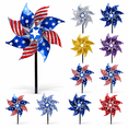 Patriotic Reflective Pinwheels, 10 Pack American Flag Wind Spinner with ...