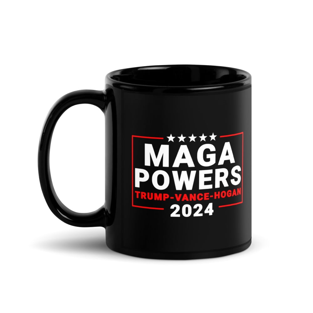 Patriotic Republican Black Glossy Mug, MAGA Powers Trump Vance Hogan ...