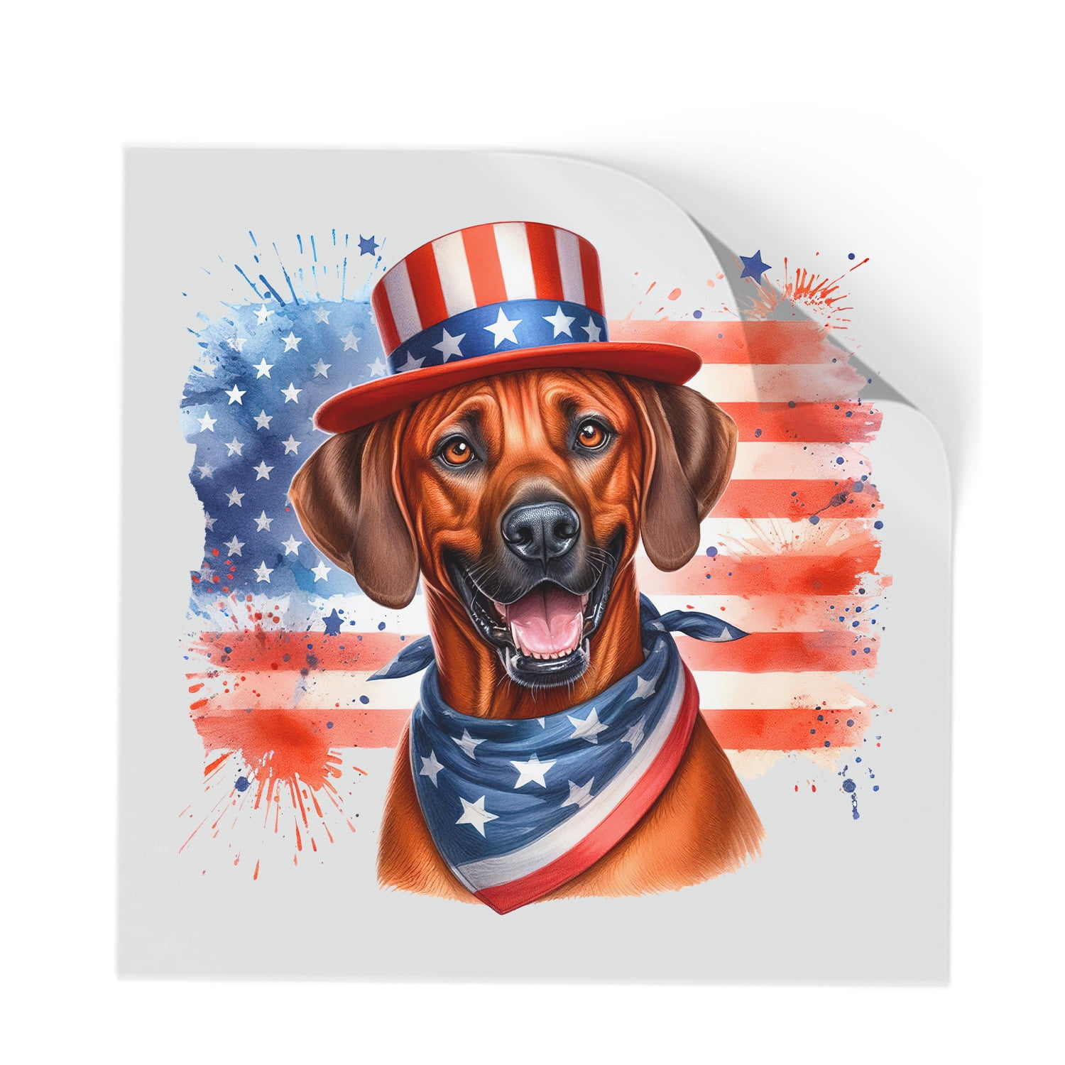 Patriotic Rhodesian Ridgeback Celebrates 4th of July Cutout Transfer ...
