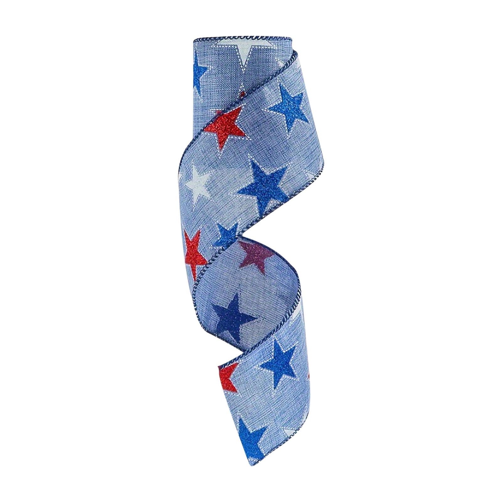 Patriotic Ribbons American Flag Double Sided Star Striped Wired Ribbon ...