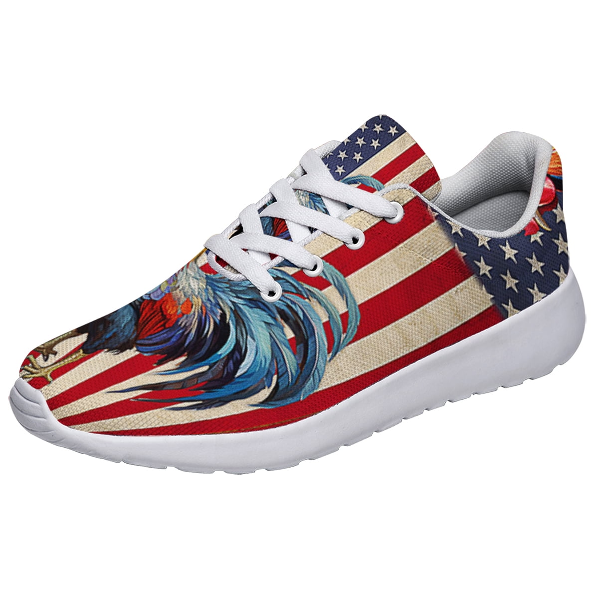 Patriotic Rooster American flag Print Sneakers Lightweight Comfortable ...