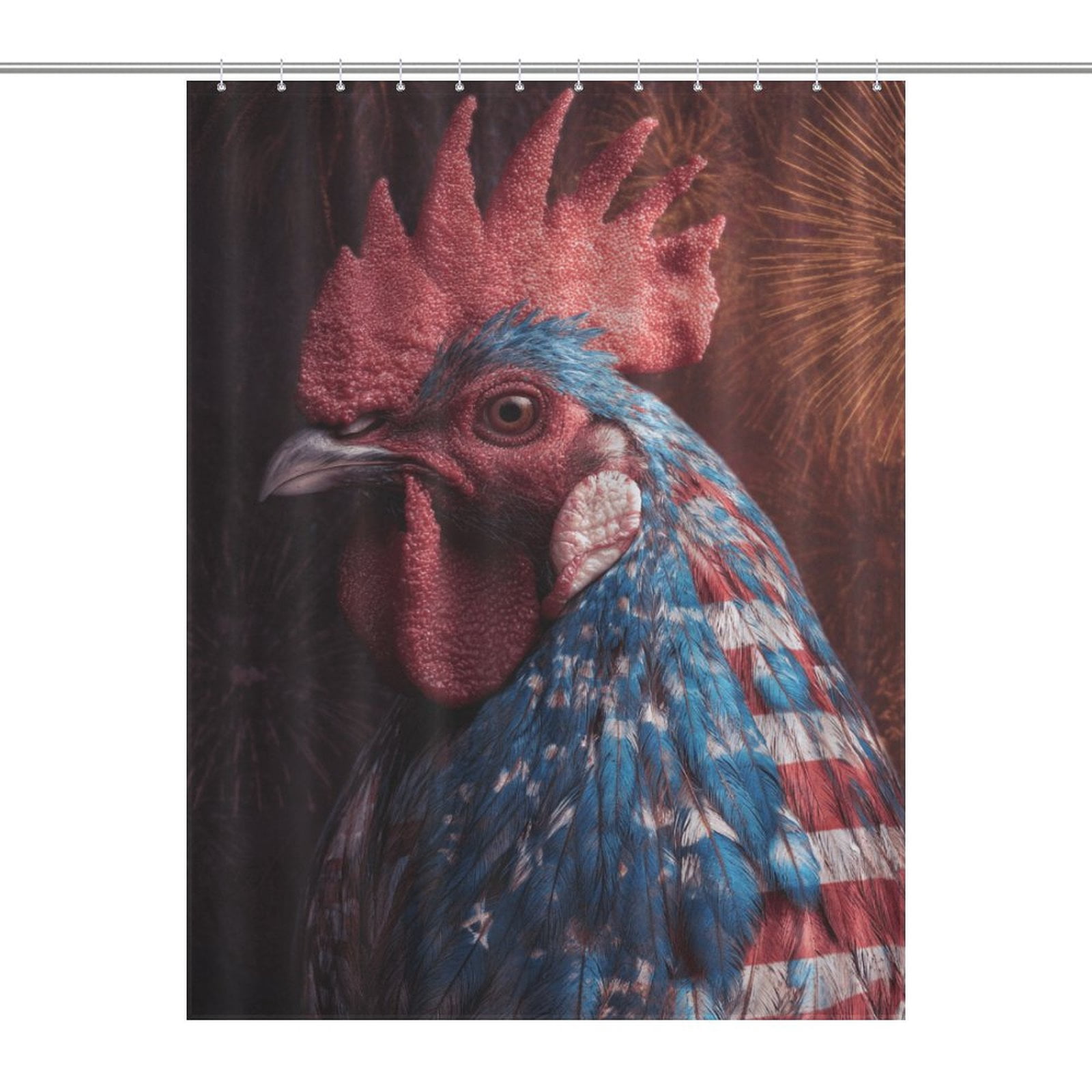 Patriotic Rooster Firework Backdrop Cloth Fabric Bathroom Decor Set ...