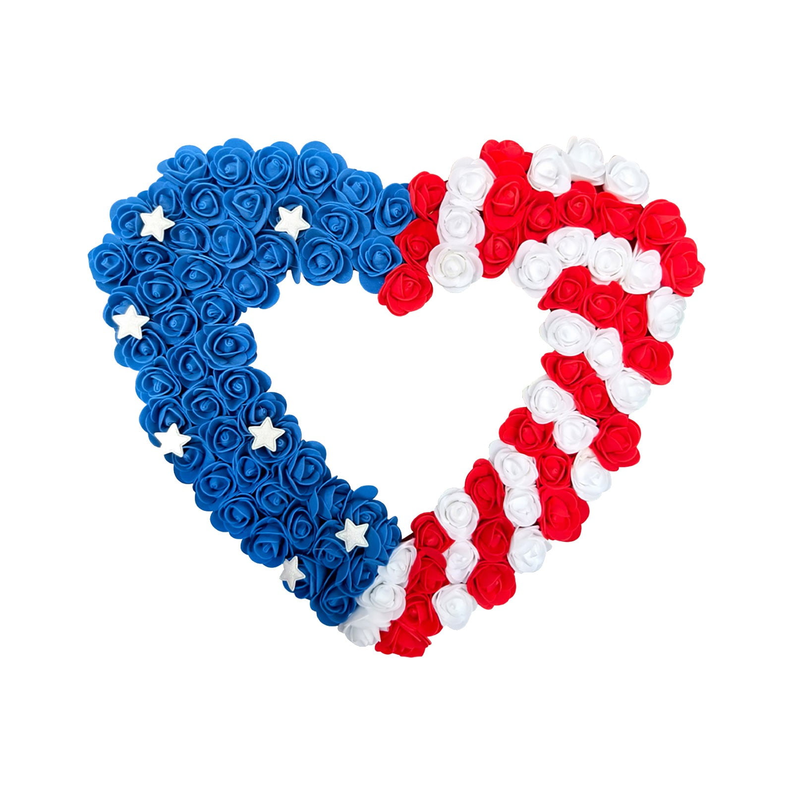 Patriotic Roses Wreath, 4th of July Summer Soft Touch Cloth Roses ...