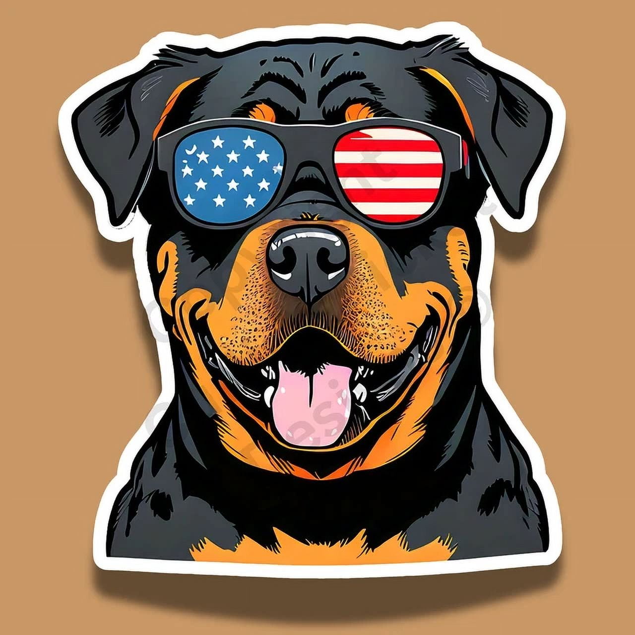 Patriotic Rottweiler Dog Wearing Sunglasses Cute Breed American Sticker ...