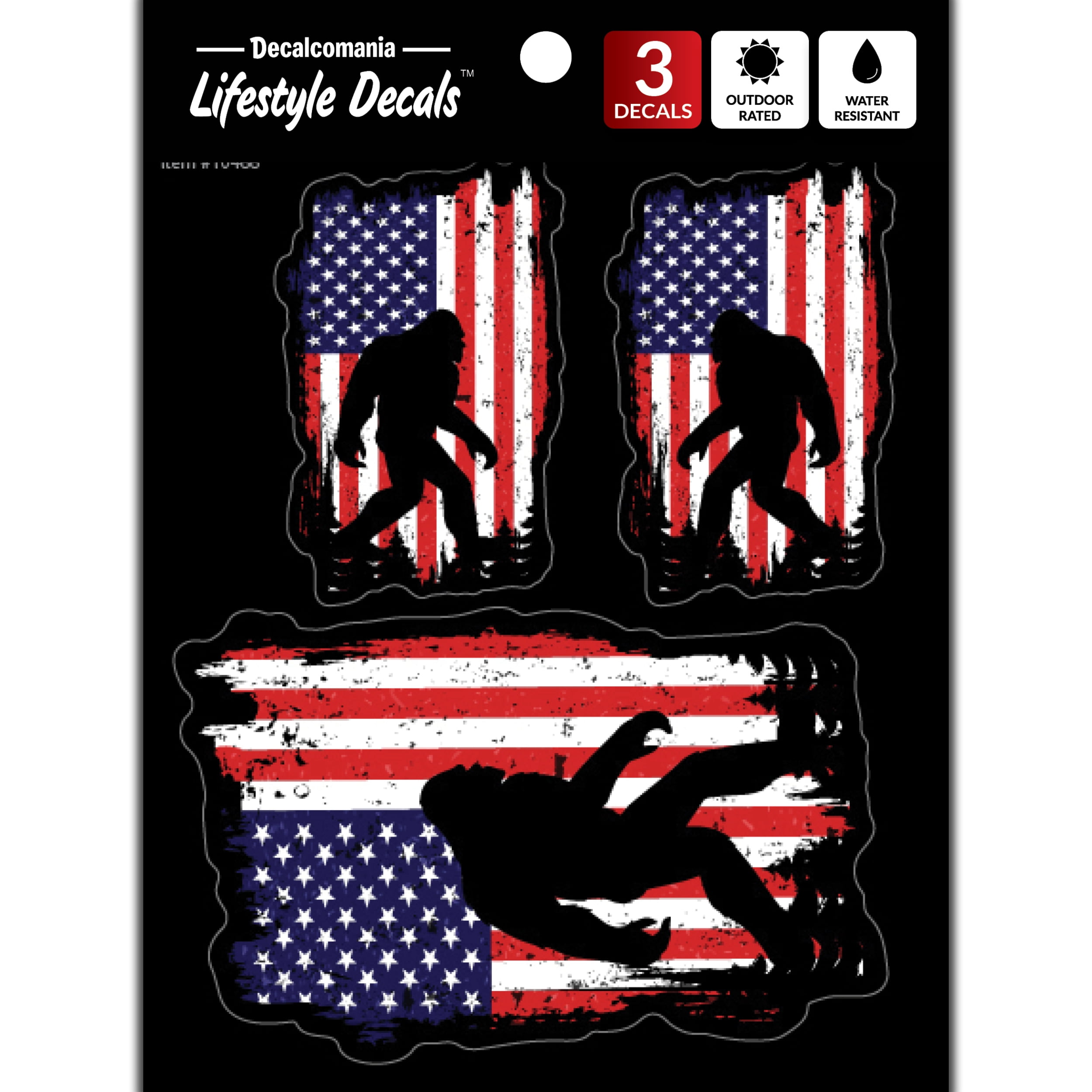 Patriotic Sasquatch Decals - Set of 3 USA Flag Bigfoot Silhouette Vinyl ...