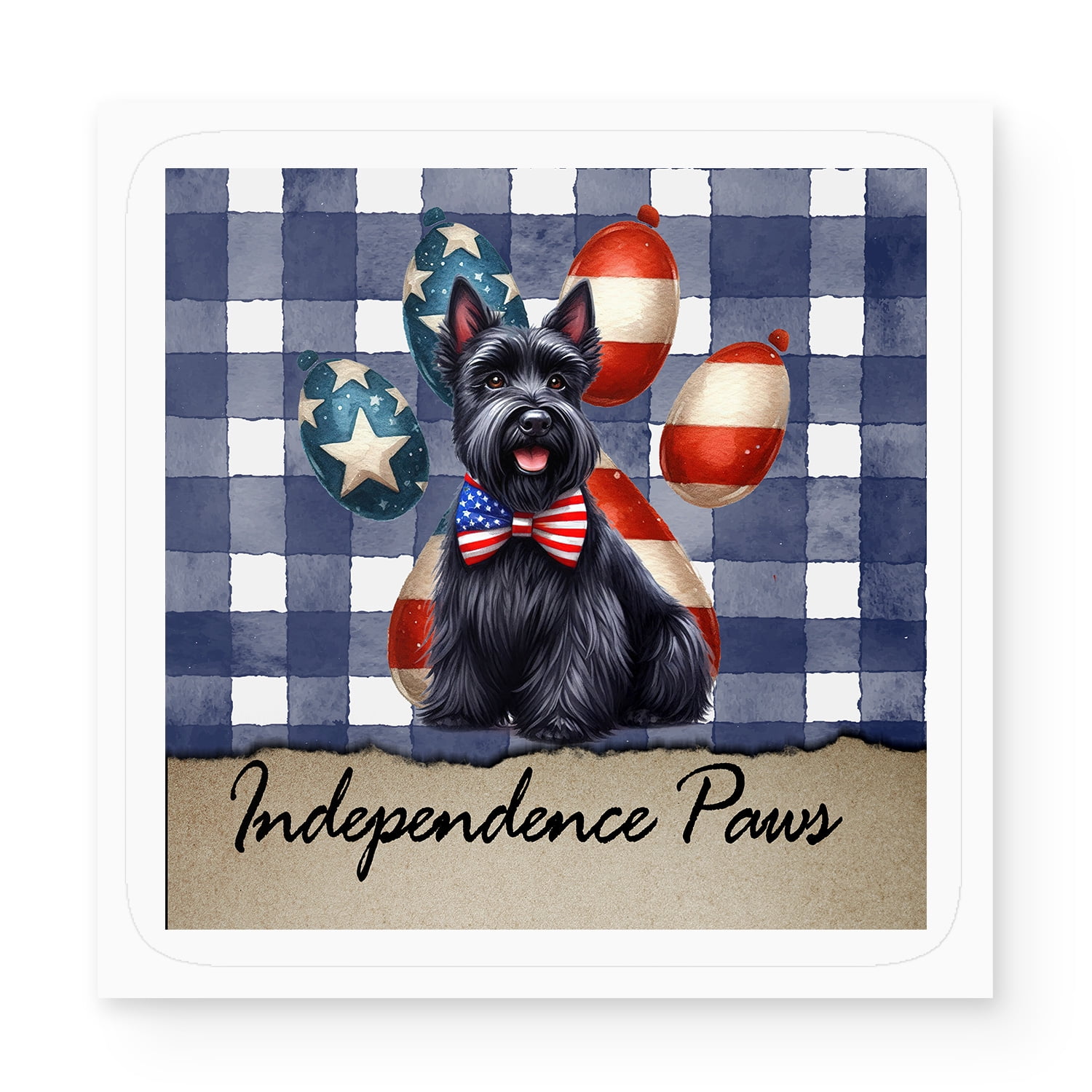 Patriotic Scottish Terrier 4th of July Independence Paws Vinyl Sticker ...
