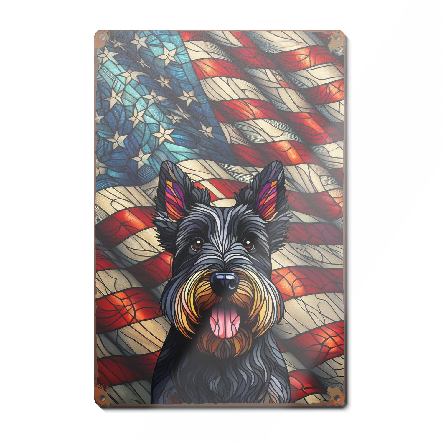 Patriotic Scottish Terrier Stained Glass Portrait American Flag ...