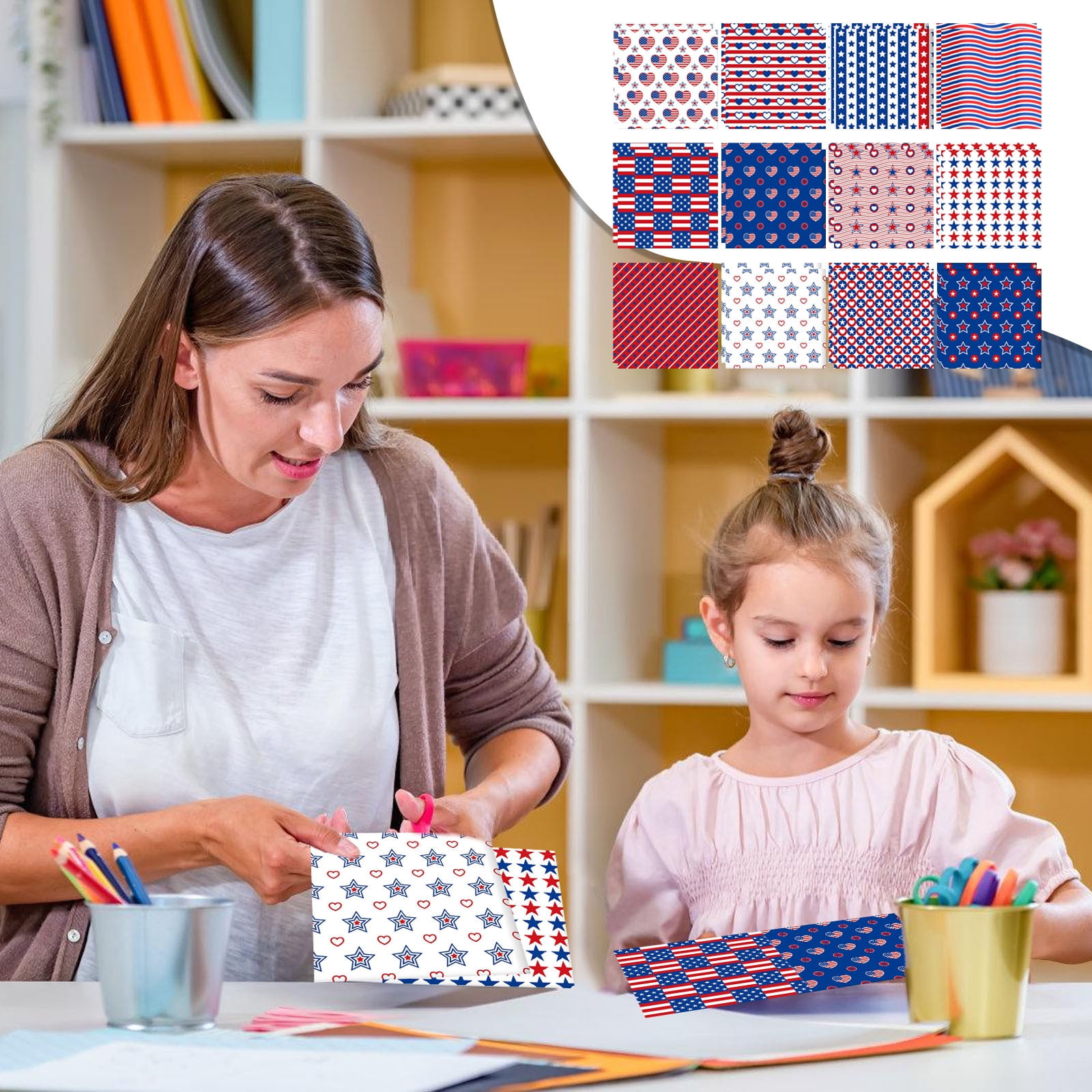 Patriotic Scrapbook Paper,24 Sheets Patriotic American Flag Double ...