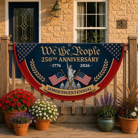Patriotic Semiquincentennial Fence Flag, Vintage America 250th ...