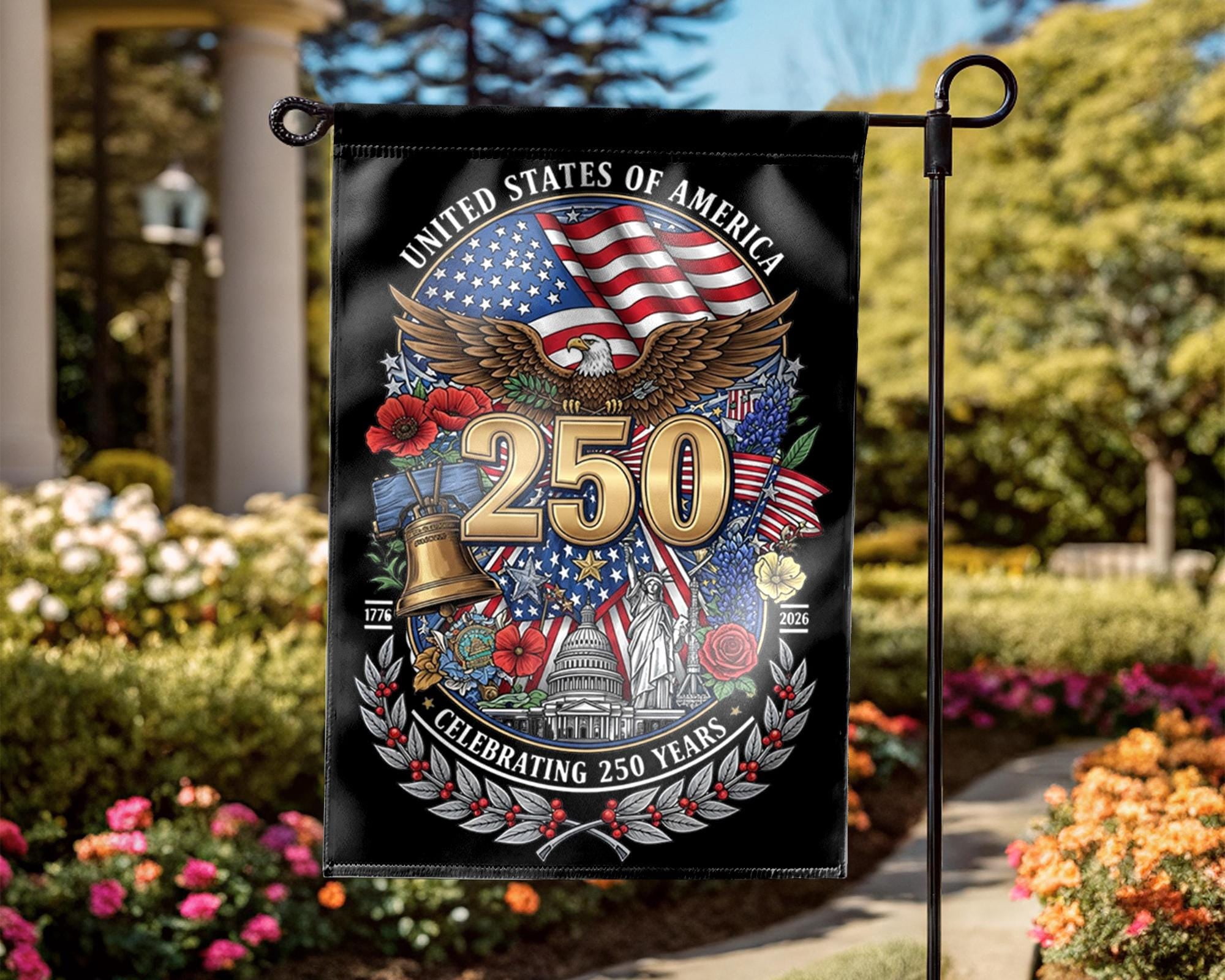 Patriotic Semiquincentennial Flag 1776-2026, 250 Years Freedom USA Flag ...