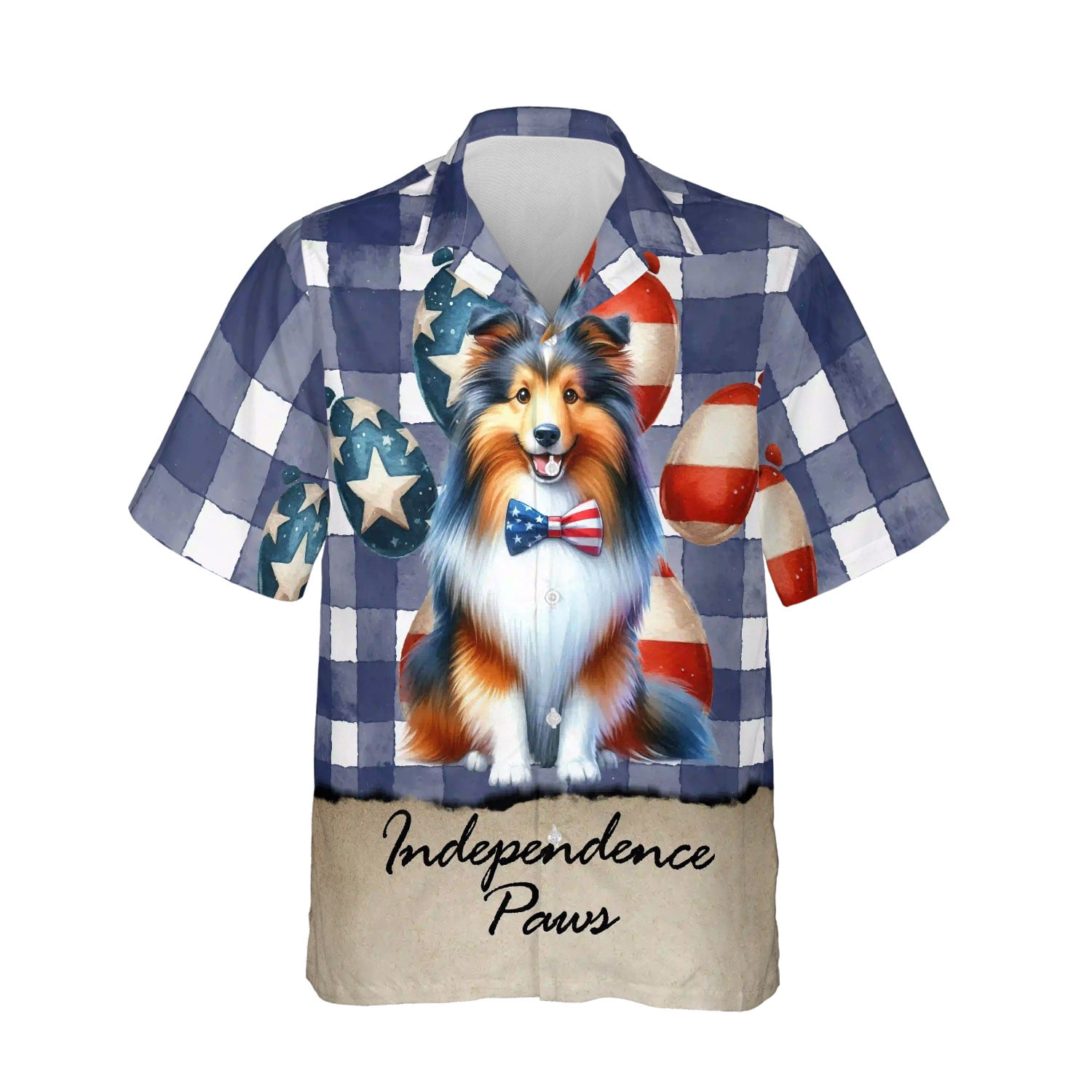Patriotic Shetland Sheepdog 4th of July Independence Paws Hawaiian ...