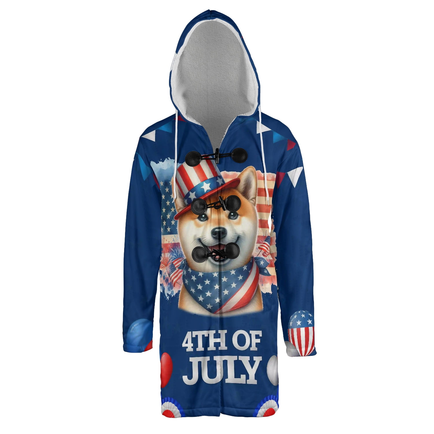 Patriotic Shiba Inu Celebrates 4th of July All Over Print 3D Hooded ...