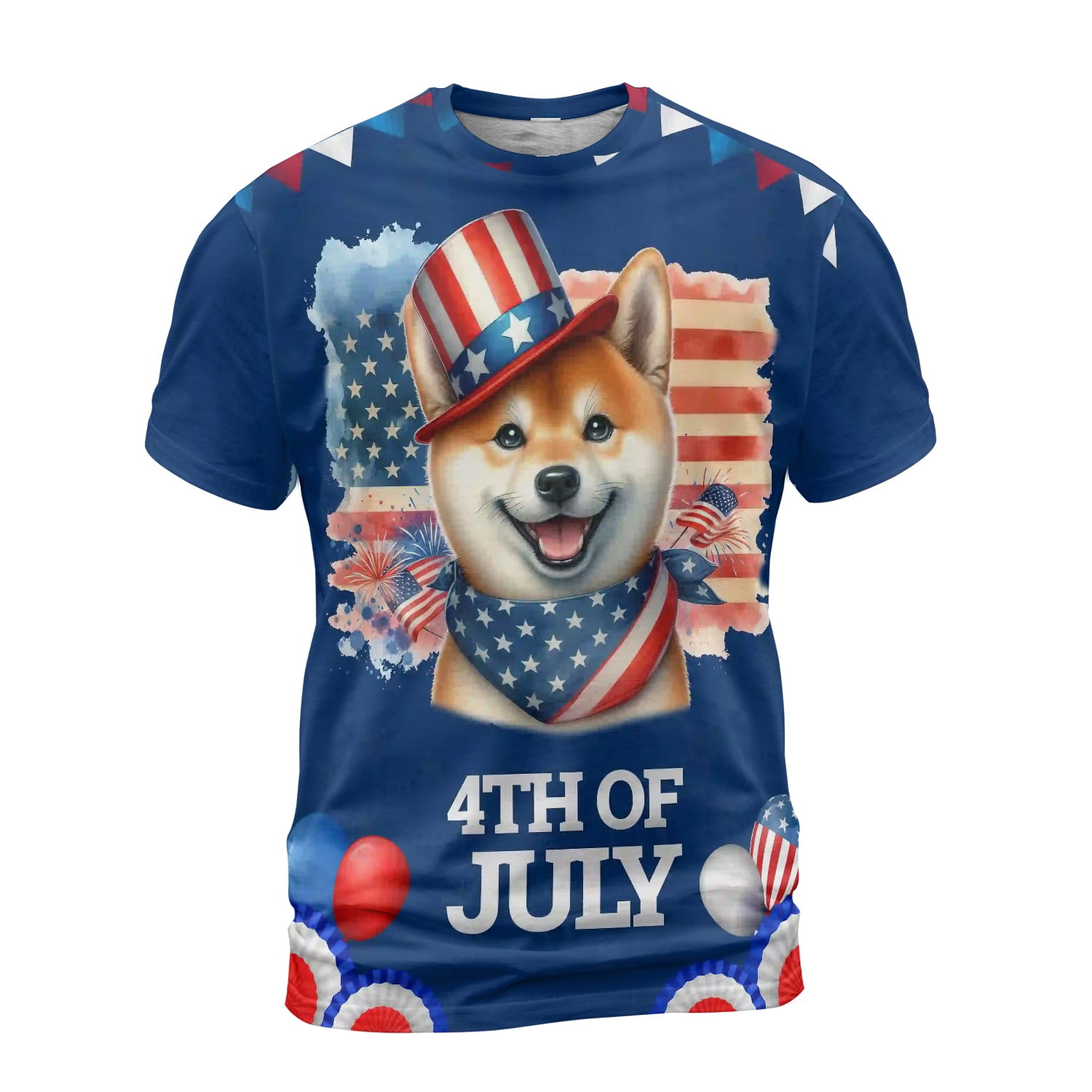 Patriotic Shiba Inu Celebrates 4th of July All Over Print 3D Shirt ...