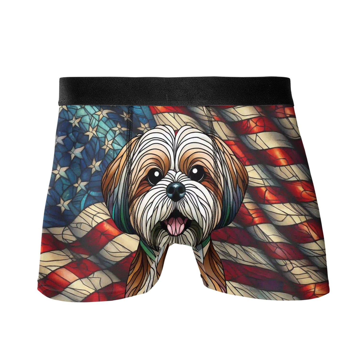Patriotic Shih Tzu Stained Glass Portrait American Flag All Over Print ...