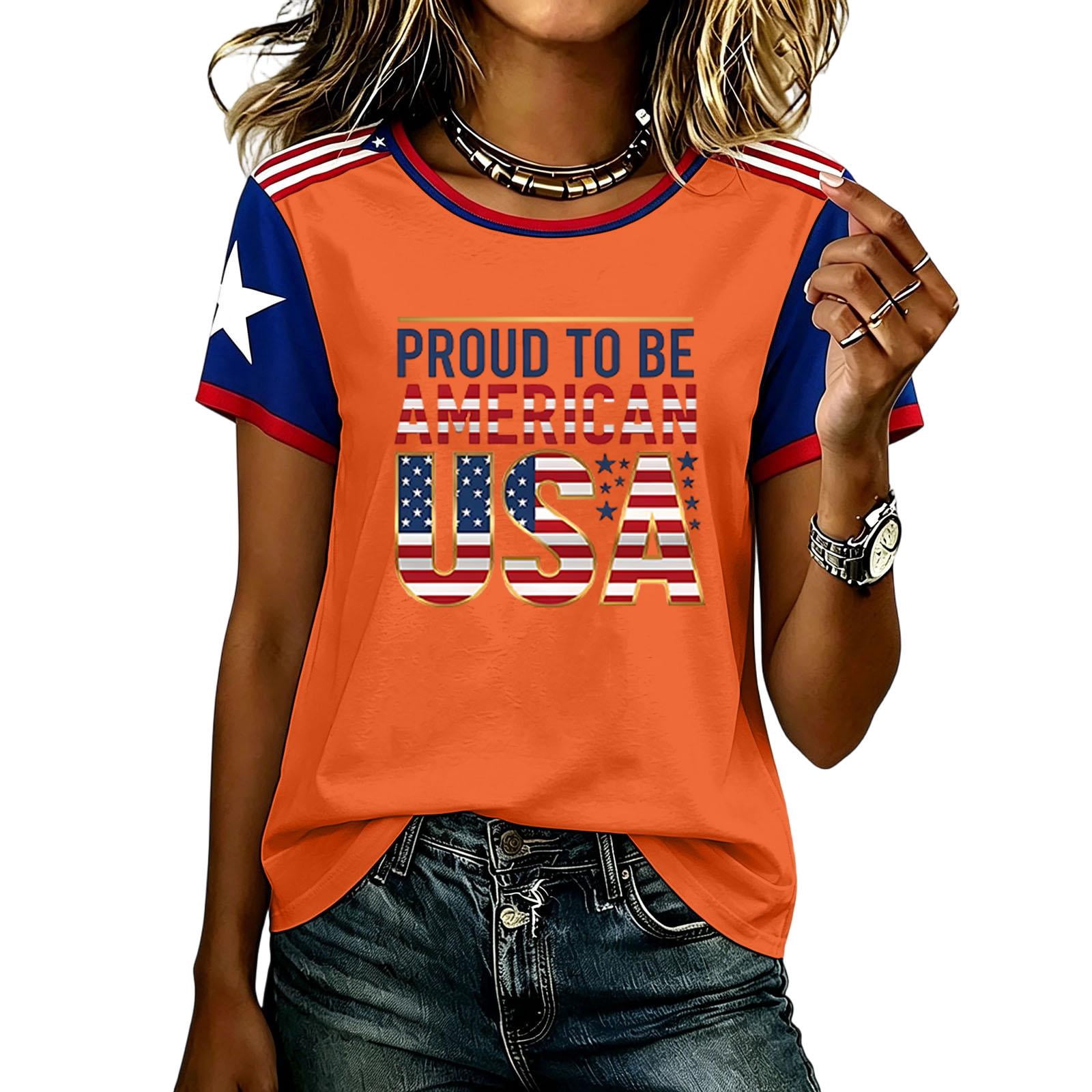 Patriotic Shirts for Women 1776-2026 Crew Neck Short Sleeve Tops ...