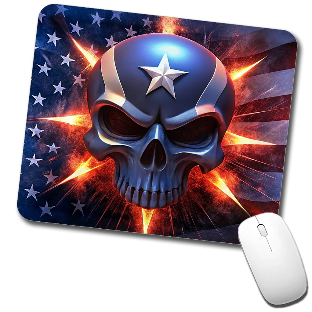 Patriotic Skull And American Flag Mouse Pad Low Profile Gaming Mat ...