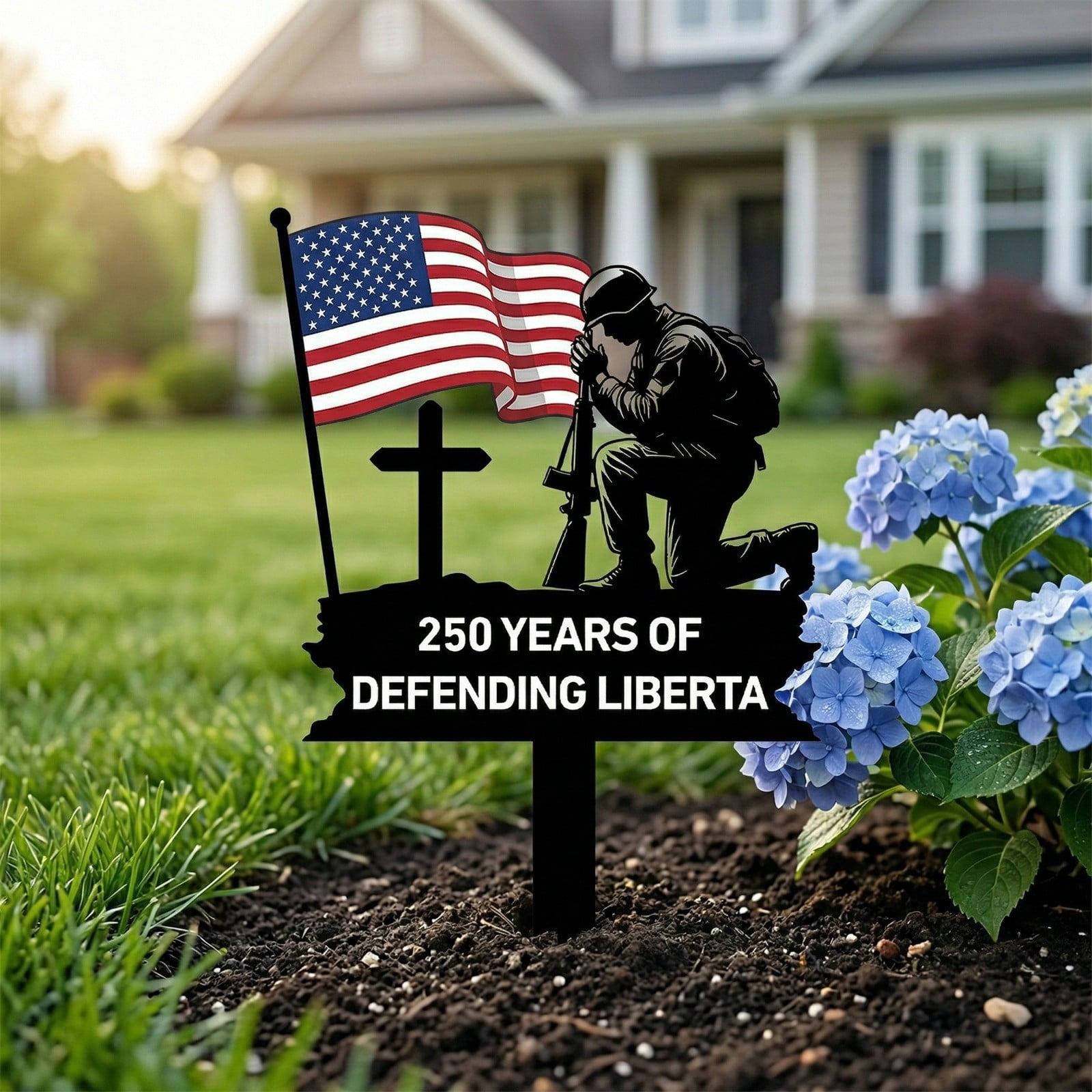 Patriotic Soldier Memorial Metal Plaque, Independence Day Yard Decor ...