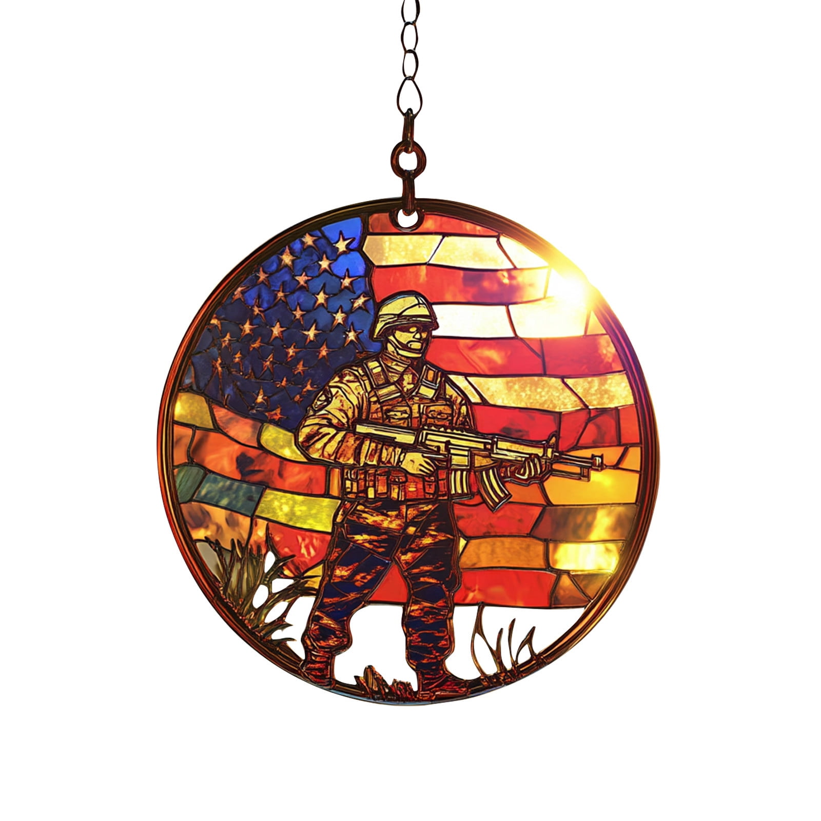 Patriotic Soldier Stained Glass Suncatcher American Flag Design, Home ...