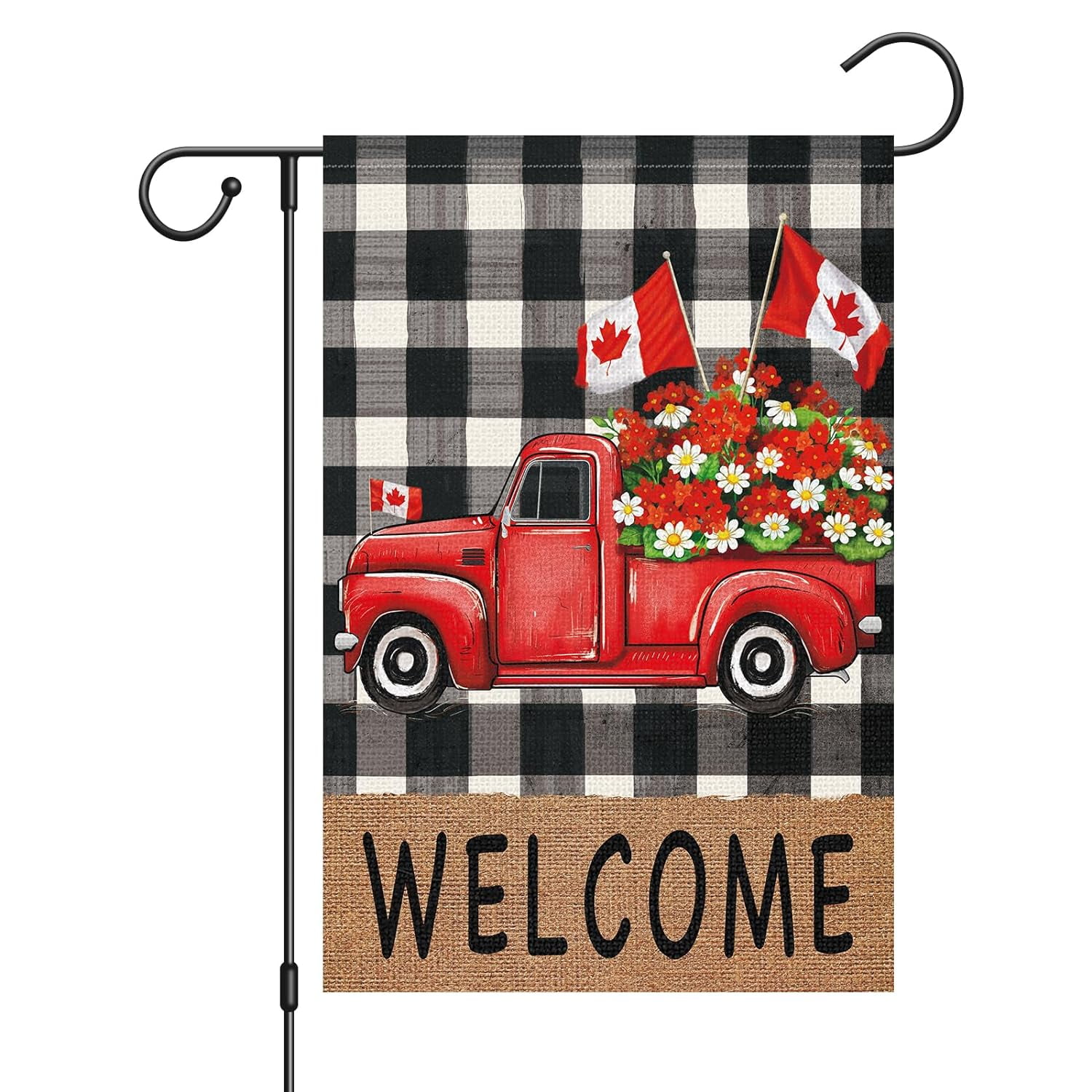 Patriotic Spring Garden Flag Double Sided Vertical, Small Red Truck ...