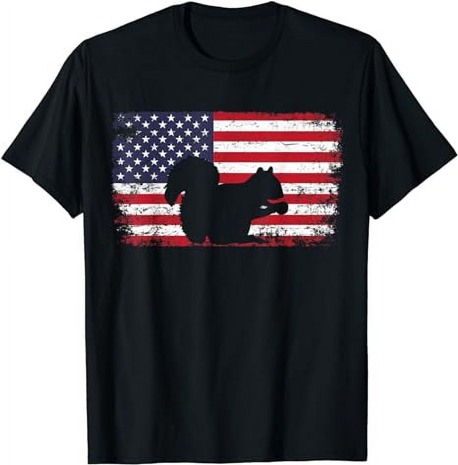 Patriotic Squirrel American Flag Cool Wild Lover Animals Fun T-Shirt ...