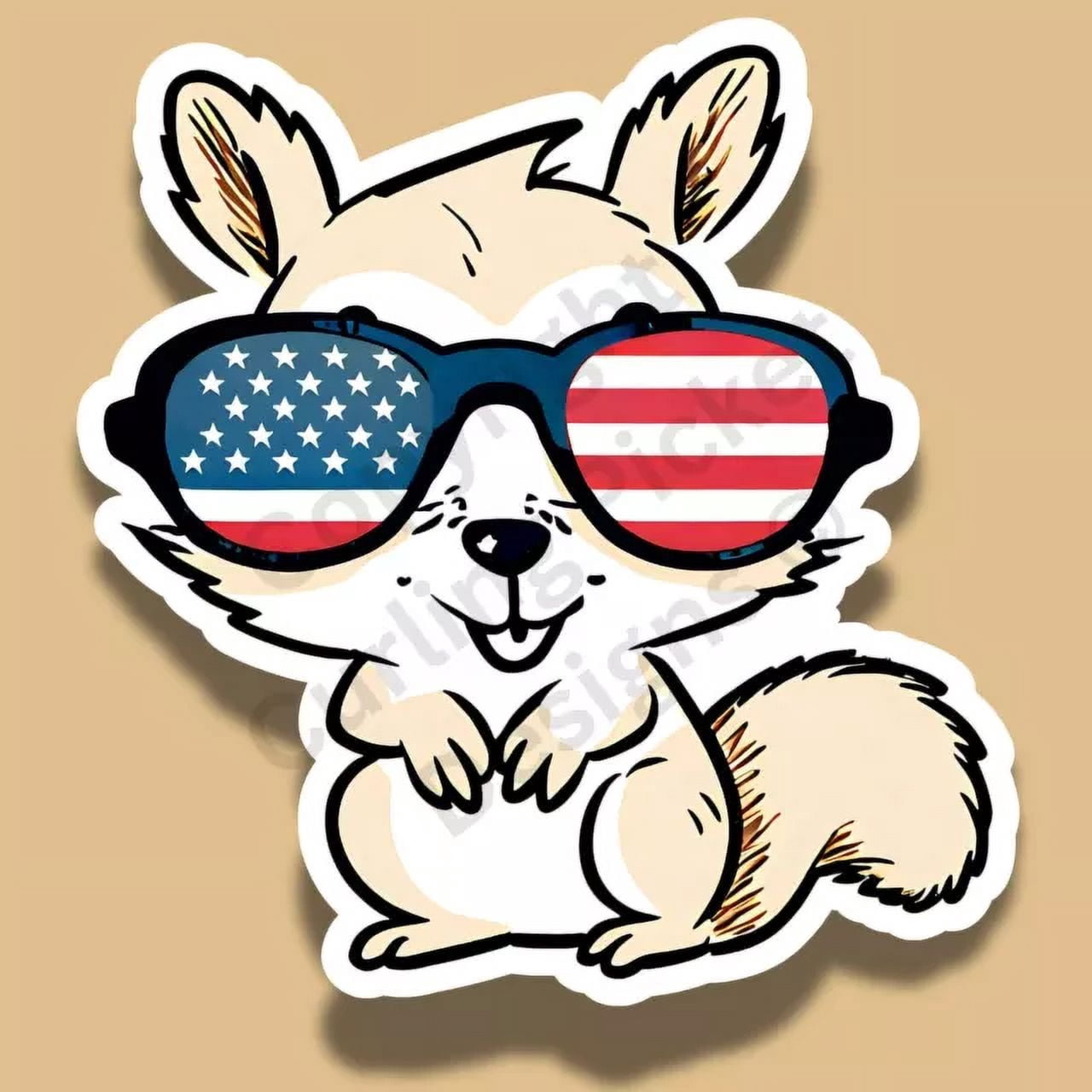 Patriotic Squirrel Wearing Sunglasses Cute American Sticker Phone Decal ...