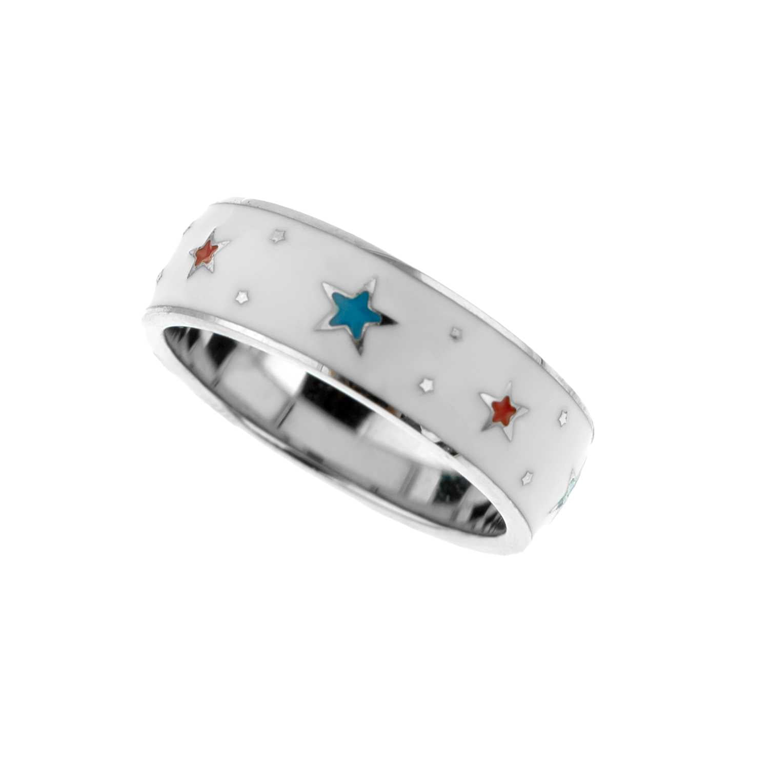 Patriotic Stainless Steel Enamel Star Ring - Red, White & Blue American ...