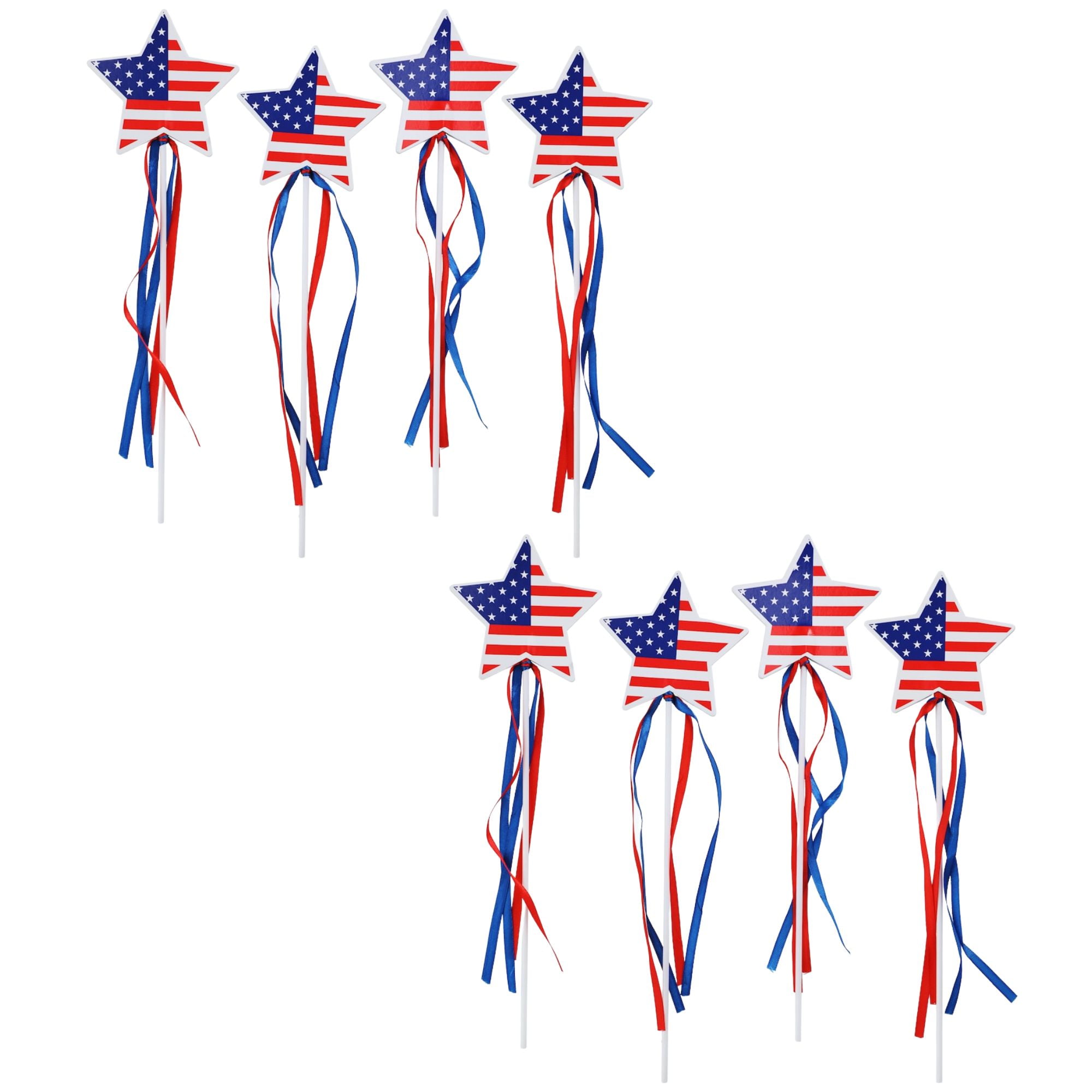 Patriotic Star Foam Wands 8 Pack, Red White Blue Parade Props & Party ...