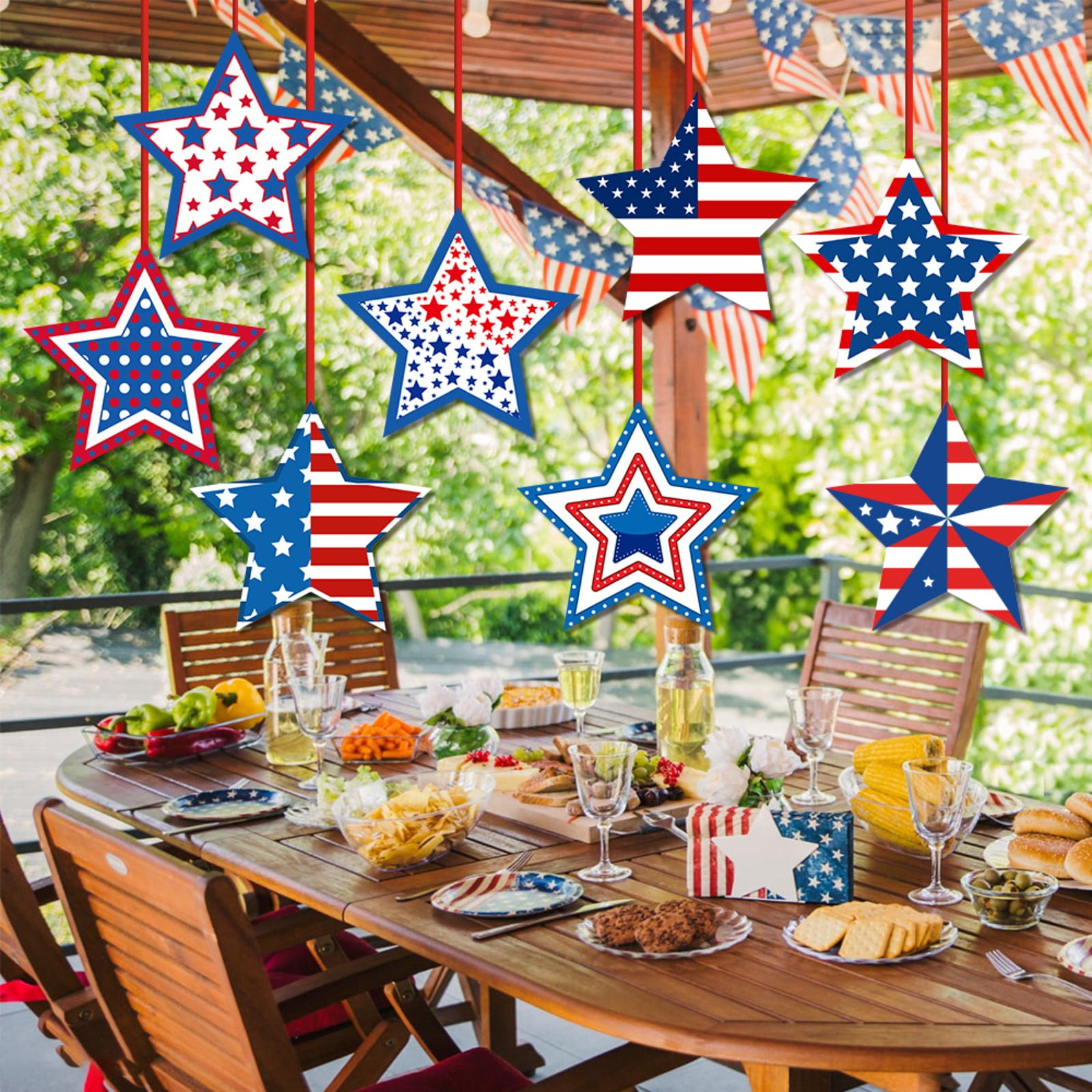 Patriotic Star Garland Banner for 4th of July Decorations, Red White ...