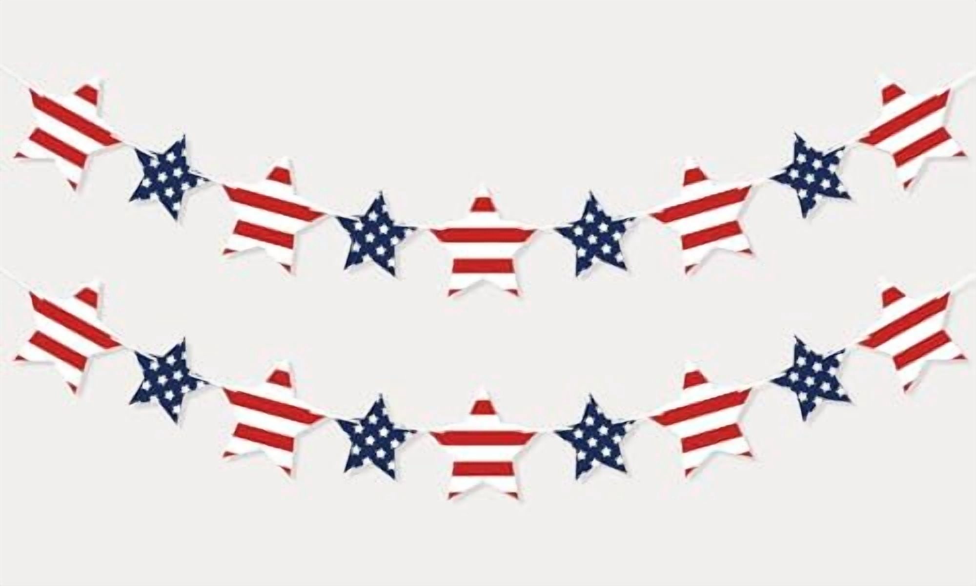 Patriotic Star Garland Banner for 4th of July Decorations, Red White ...