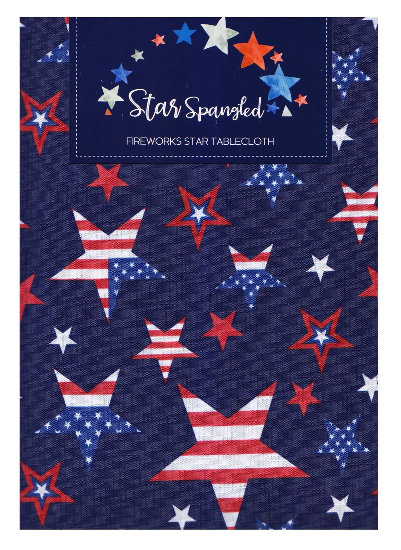 Patriotic Star Spangled Red White Blue Tablecloth Fabric Beatrice (60 x ...