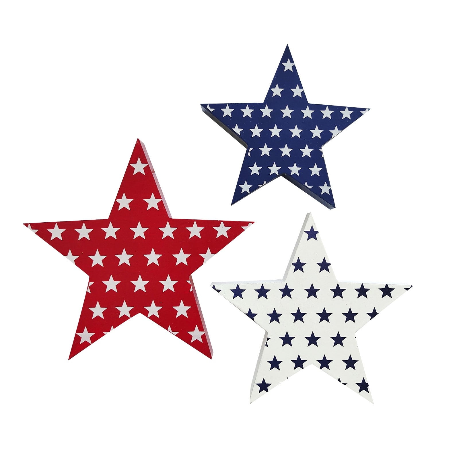 Patriotic Star Wall Decor Set Red, White, Blue Metal Stars for Home ...