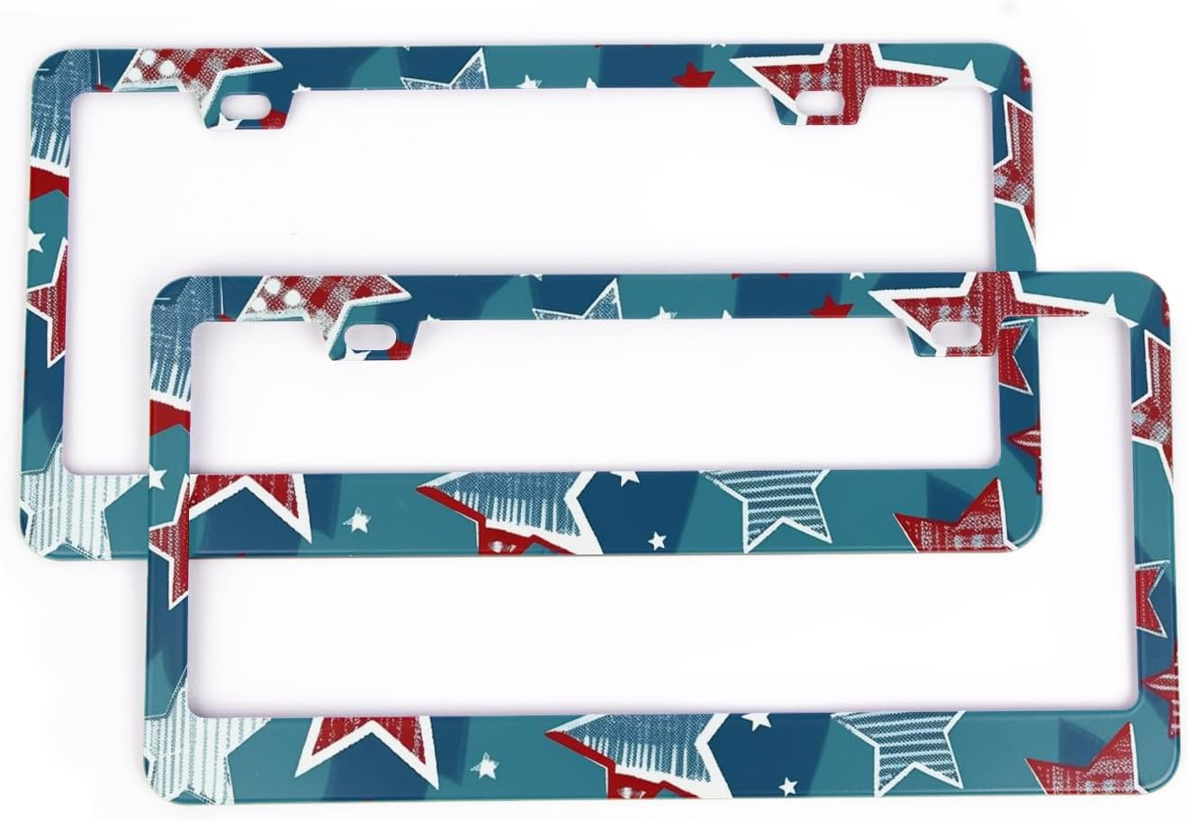 Patriotic Stars License Plate Frame - Flag License Plate Covers 4th of ...