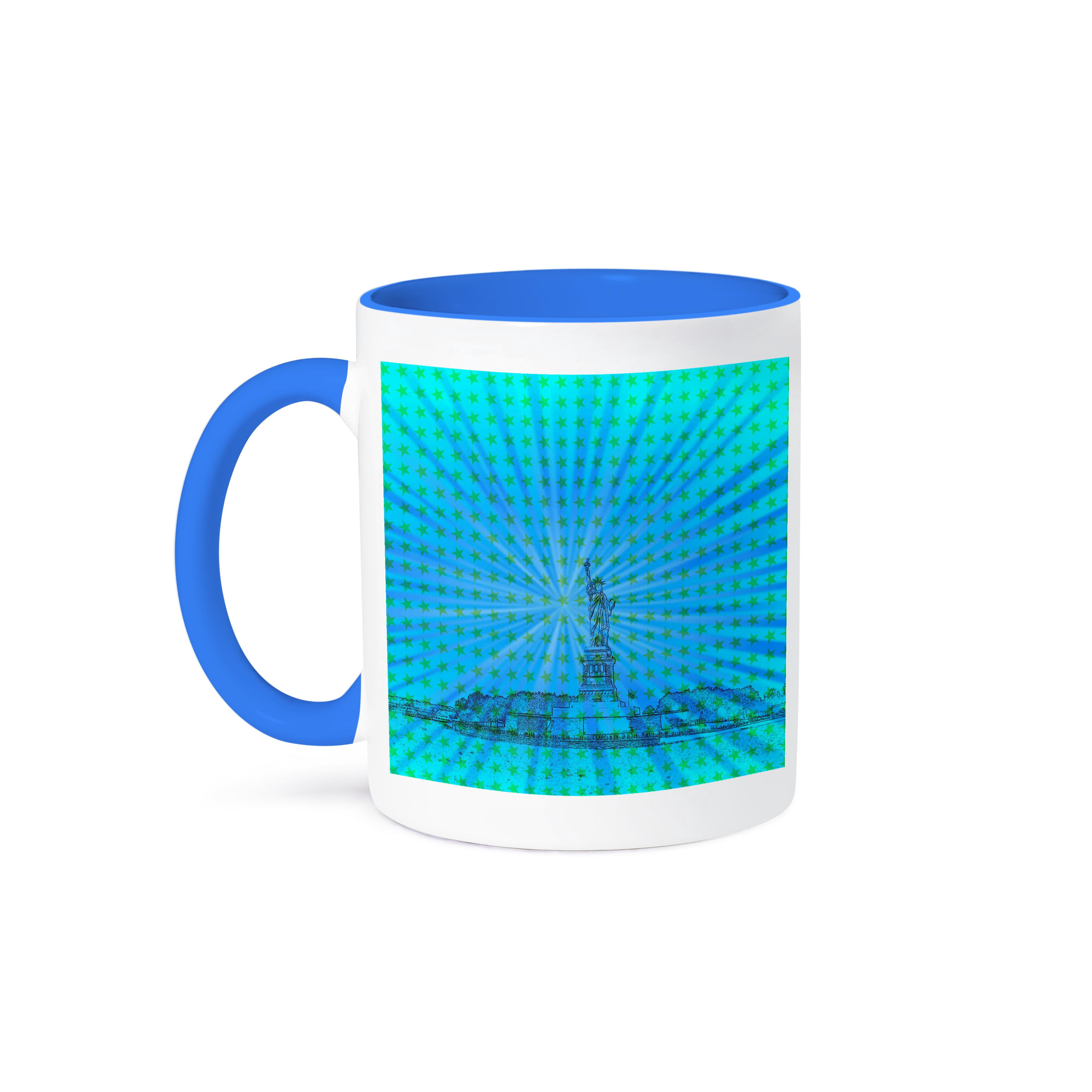 3dRose, Patriotic Stars Statue of Liberty- New York- USA- Art, 11oz Two ...