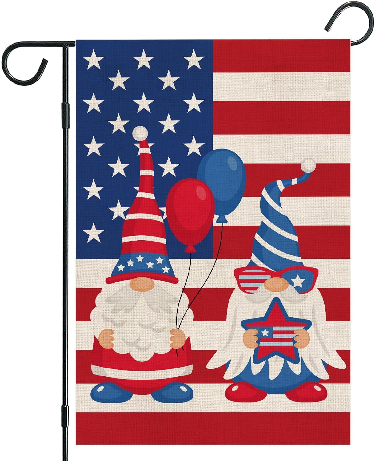 Patriotic Stars and Stripes Elves Garden Flag Small Double Sided Readable Yard Signs Vertical ...