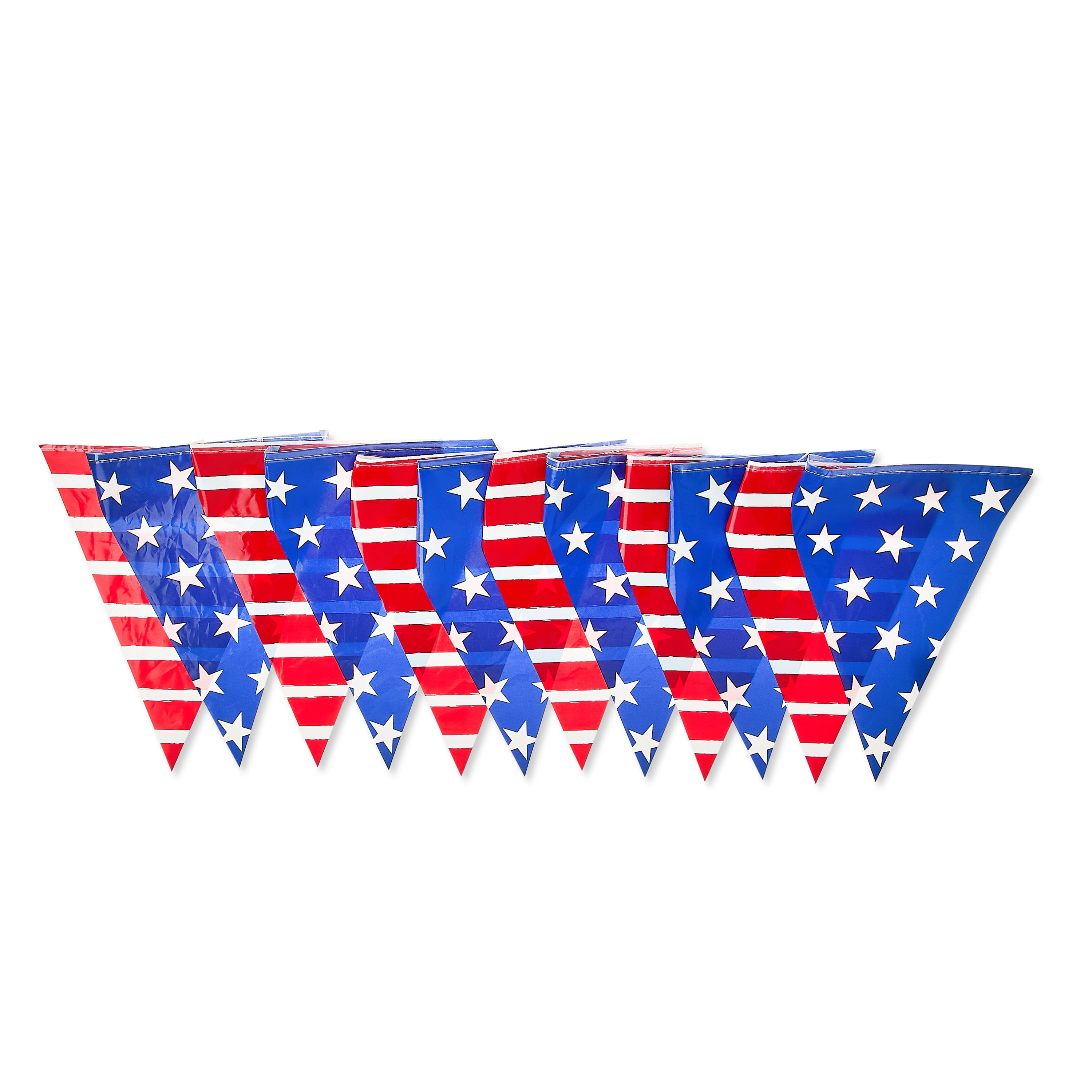 Patriotic Stars and Stripes Plastic Pennant Banner, Red/White/Blue, 12 ...