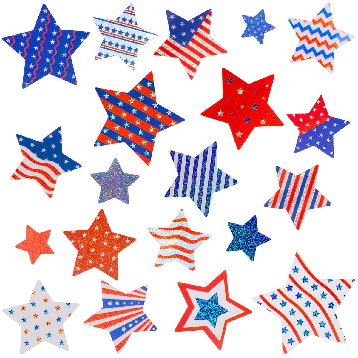 Patriotic Stickers 4th of July Sticker Metallic Red White Blue Star ...