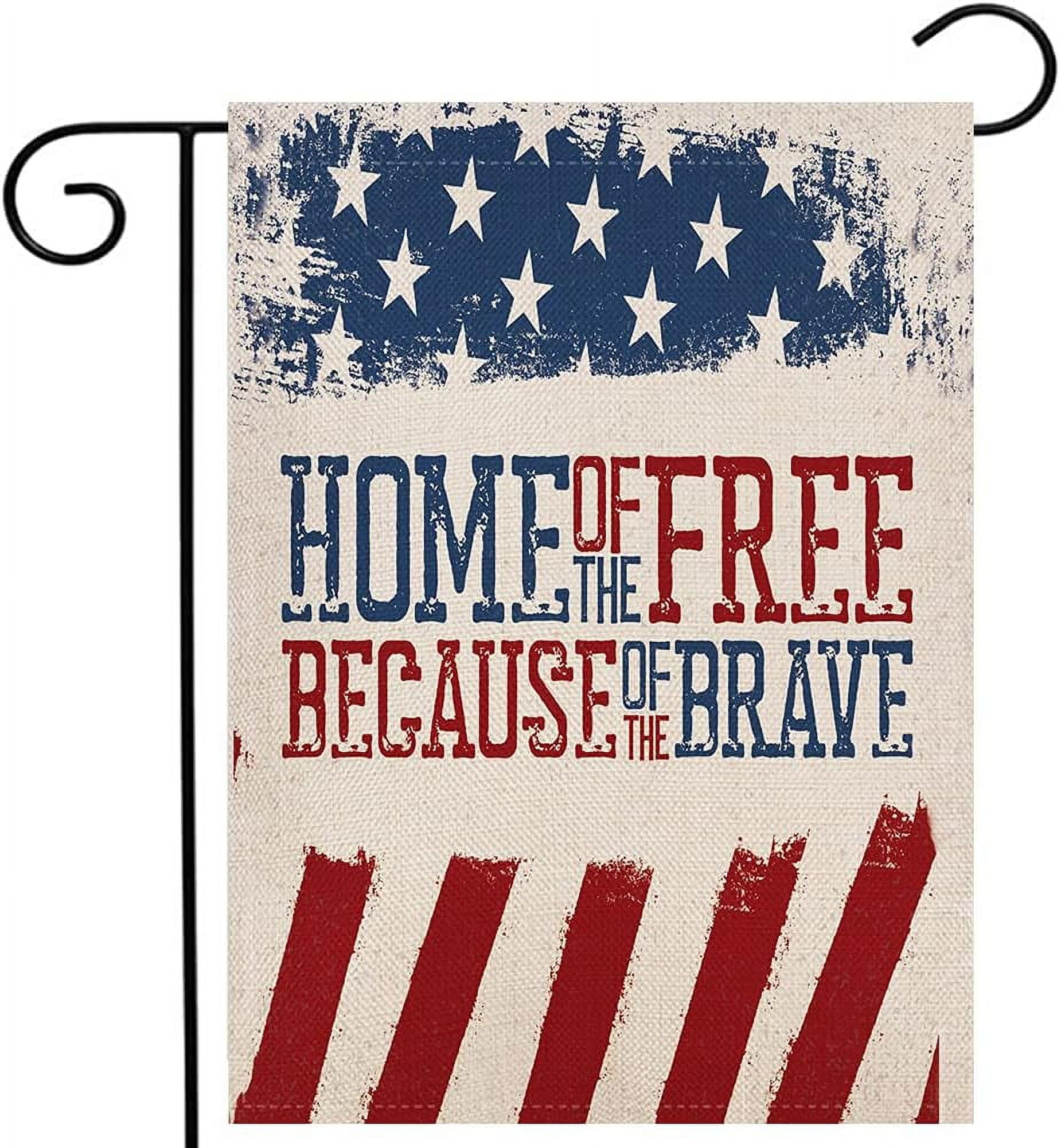 Patriotic Stripes Star Because of the Brave Garden flag,4th of July ...