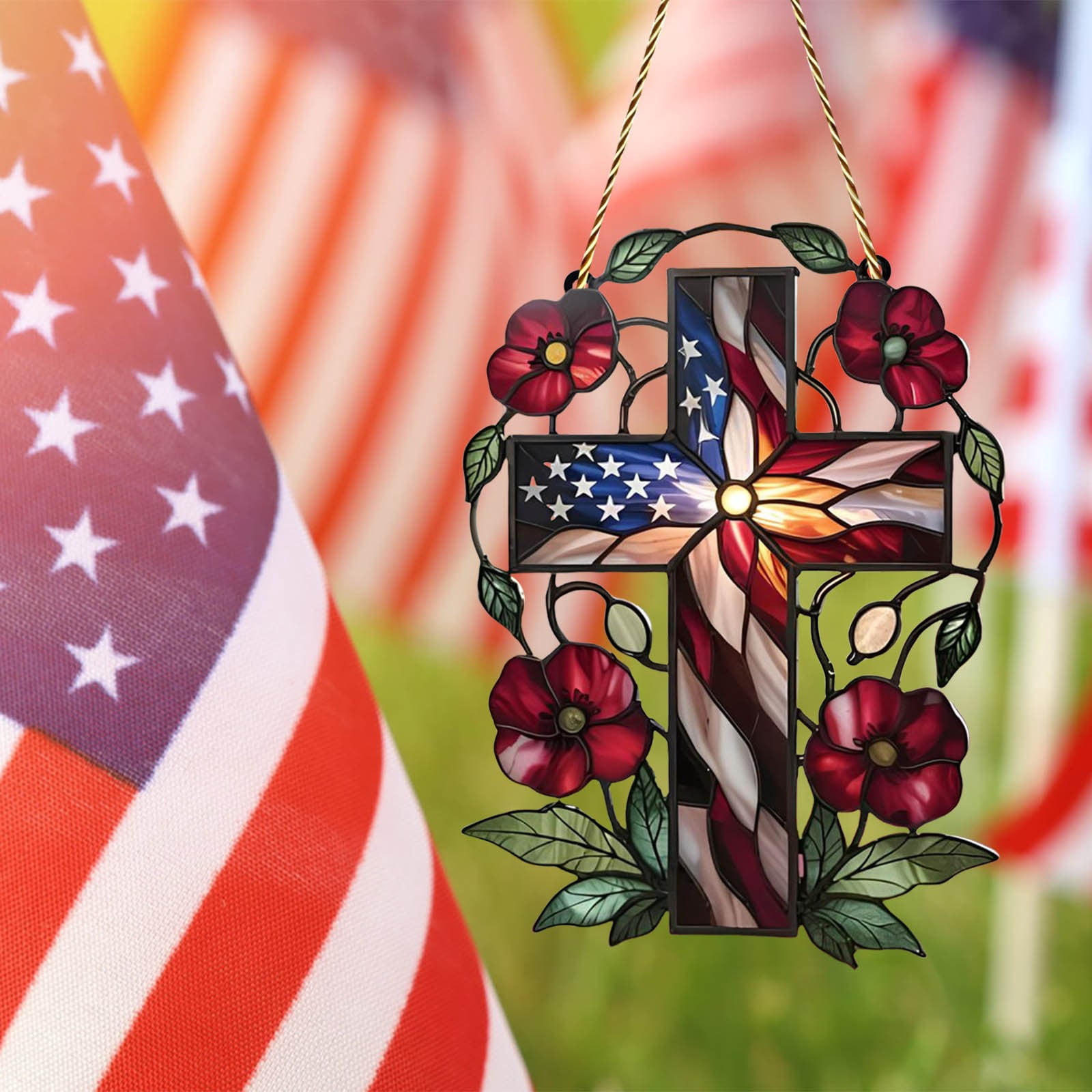 Patriotic Suncatcher Ornaments 4 of July Decor Sun Catcher Acrylic ...