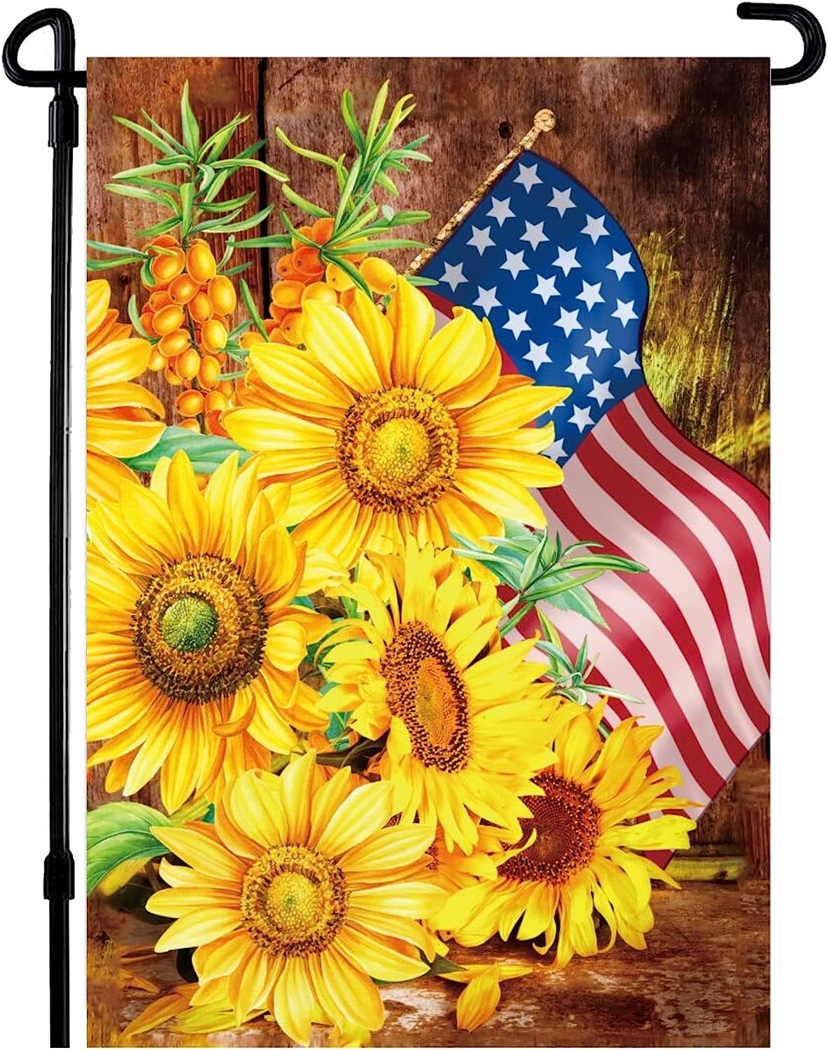 Patriotic Sunflower Garden Flag - Double-Sided Yard Flags with Printed ...
